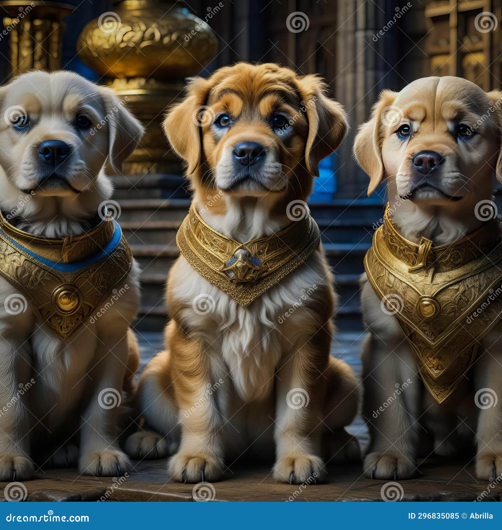Three Beautiful Cute Labrador Puppies Posing, Dogs Looking at the ...