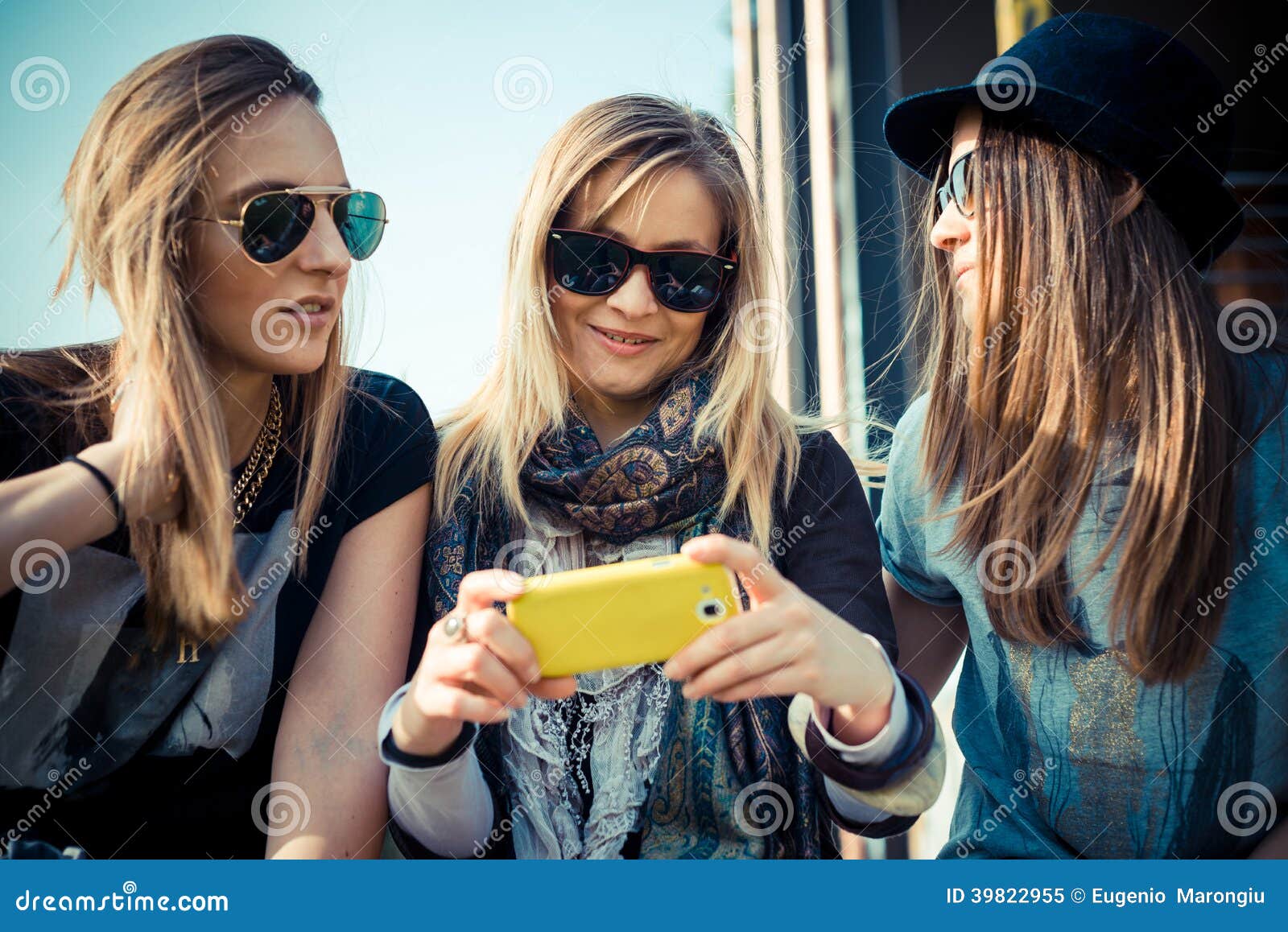 Three Beautiful Friends Authentic Stock Image - Image of positive ...