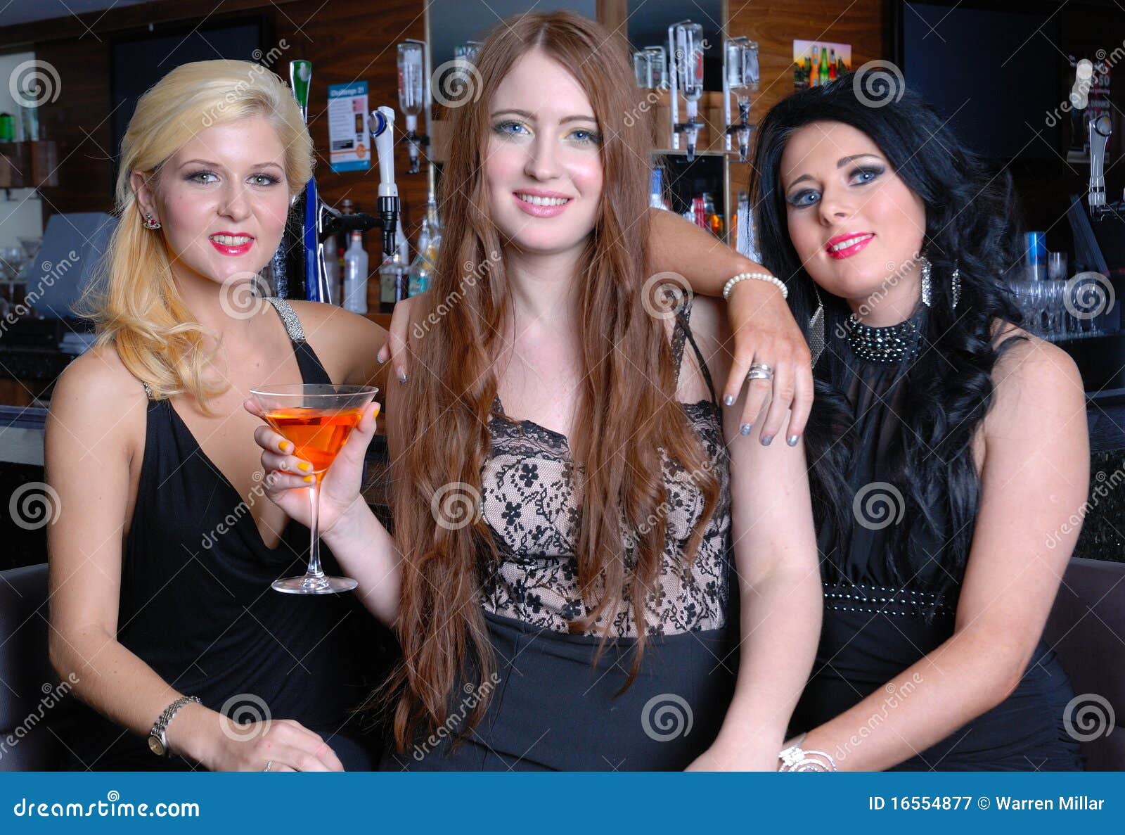 Three Beautiful Girls in Bar Stock Image - Image of girl, party: 16554877