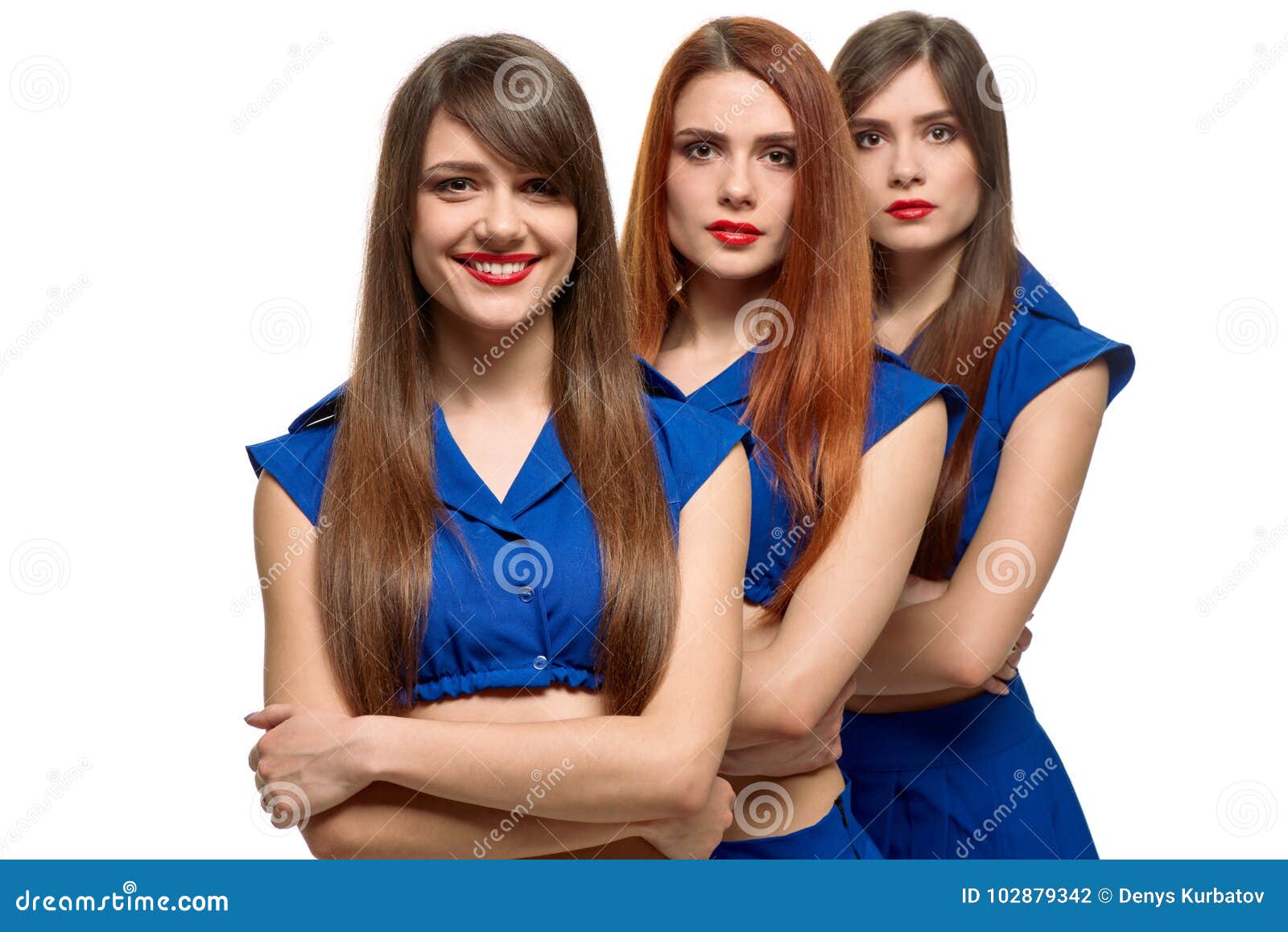 Three identical women stock photo. Image of beauty, makeup - 102879342