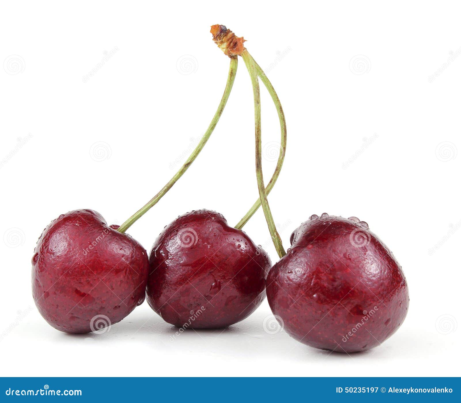 Three Beautiful Wet Cherries Stock Image - Image of beautiful, cluster ...