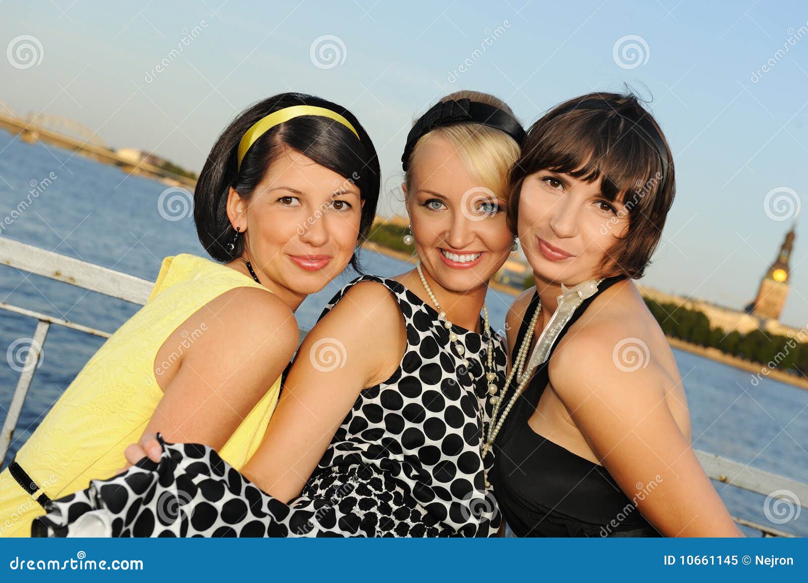 Three Beautiful Woman Outdoors Stock Image - Image of female, happy ...