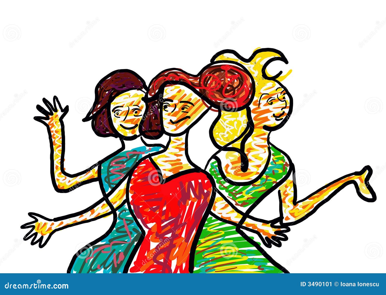 Three Beautiful Women stock illustration. Illustration of master - 3490101