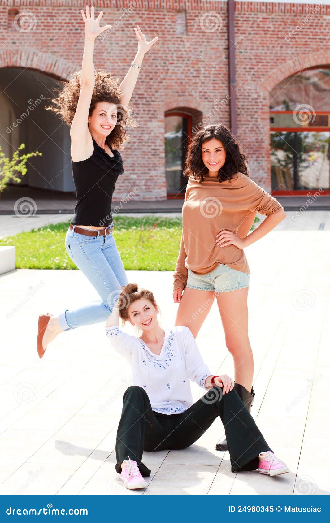 Three Beautiful Women Smiling Stock Image - Image of lifestyle, court ...