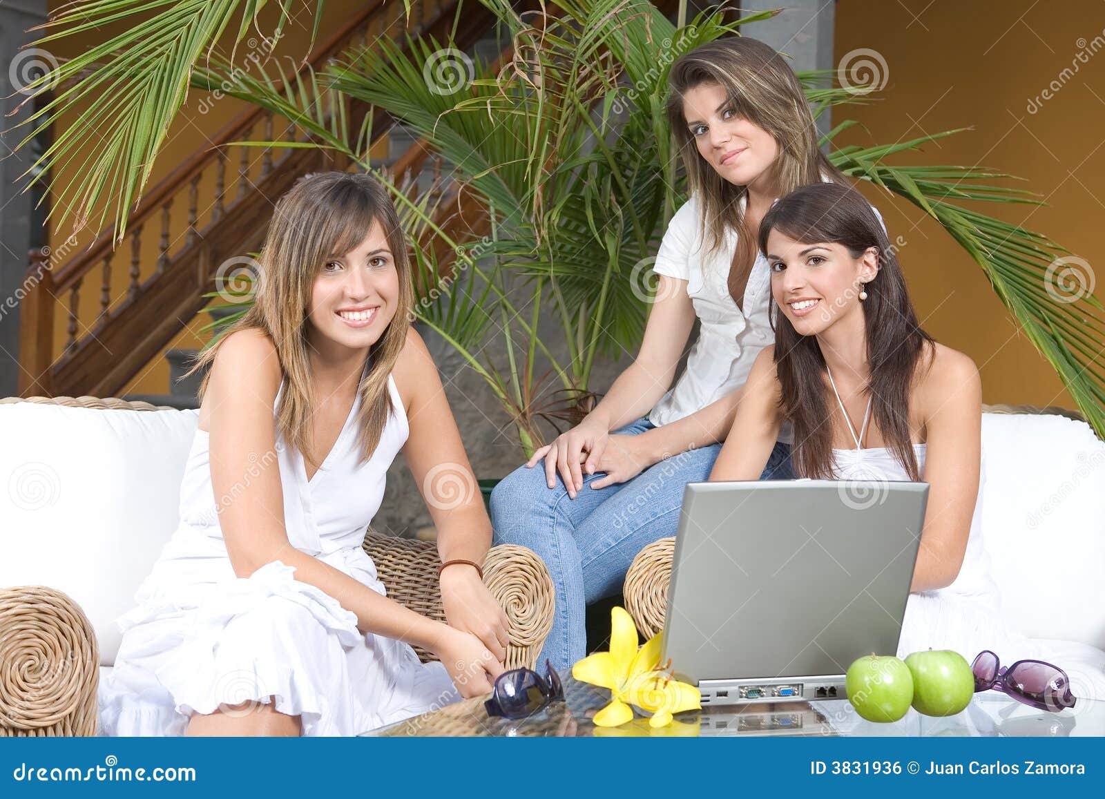Three Beautiful Young Women Enjoying Stock Photo - Image of enjoy ...