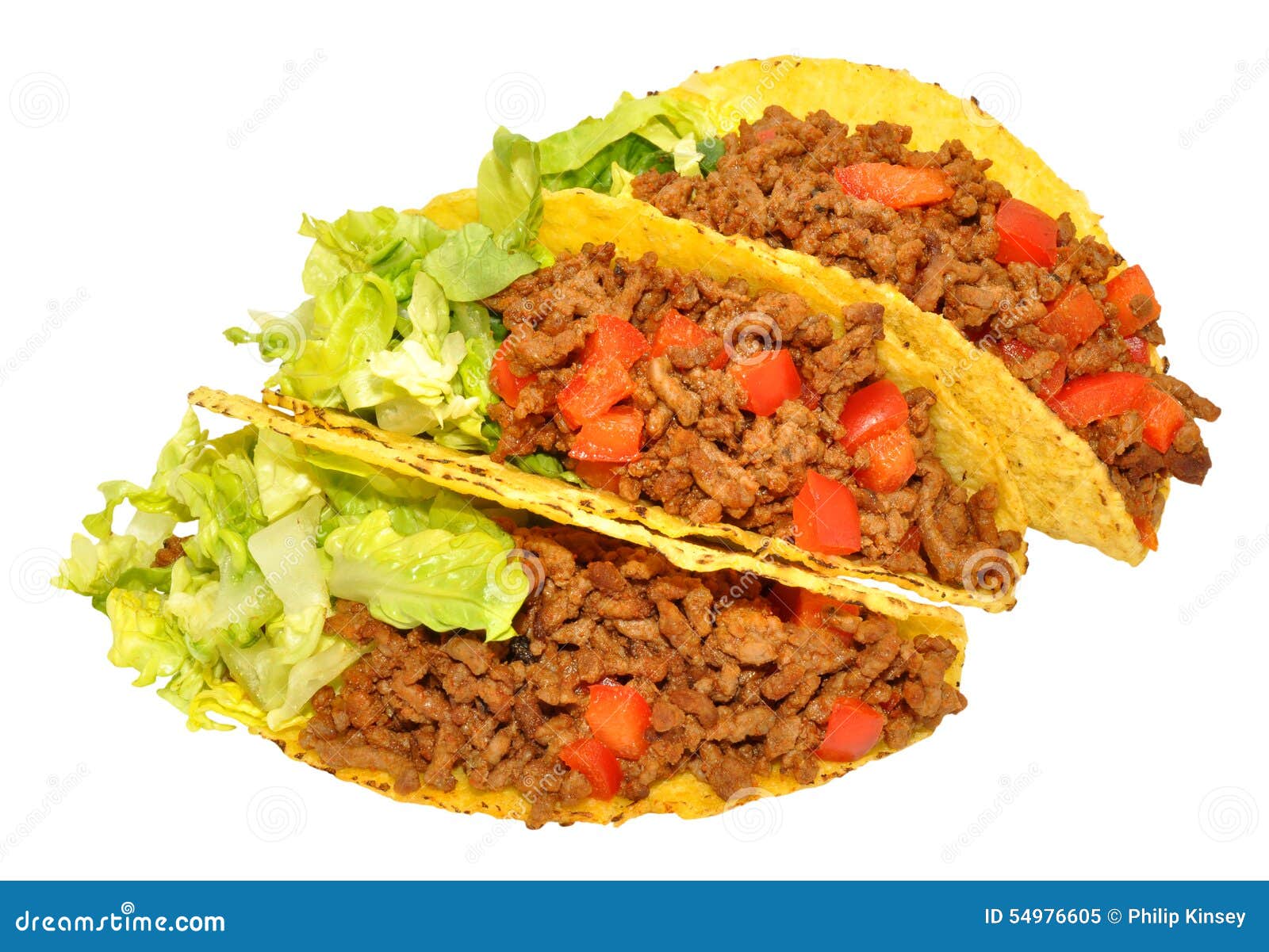 Three Beef Filled Tacos stock image. Image of taco, food - 54976605