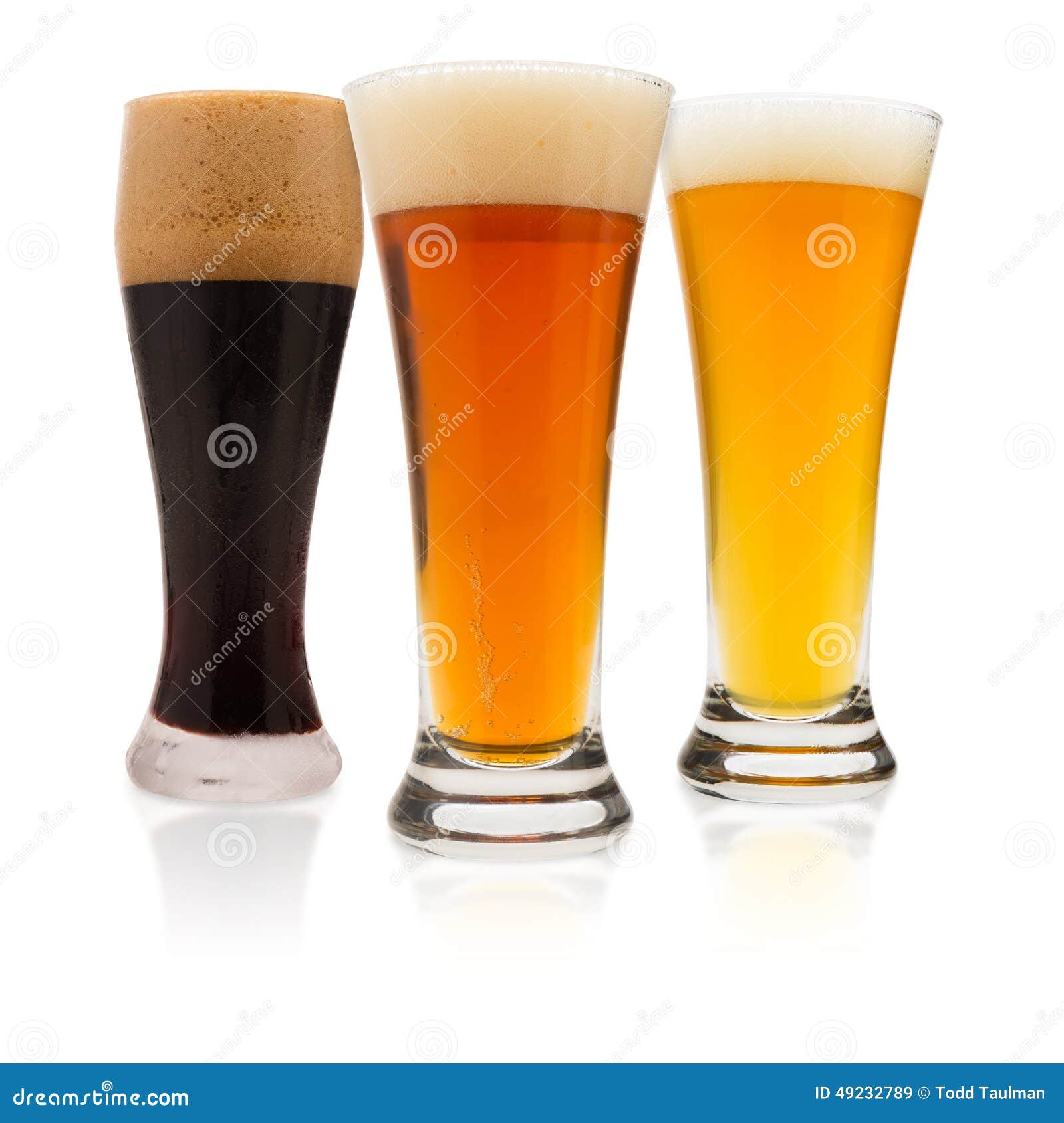 Three Beers on White stock image. Image of dark, beverage - 49232789