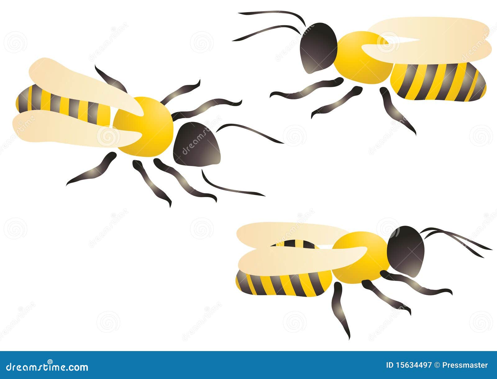 Three bees stock illustration. Illustration of drones - 15634497