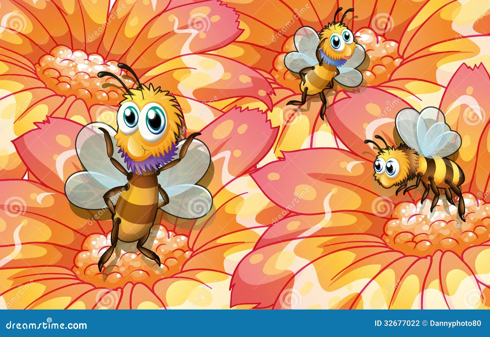 Three Bees Collecting Foods Stock Vector - Illustration of honeybee ...