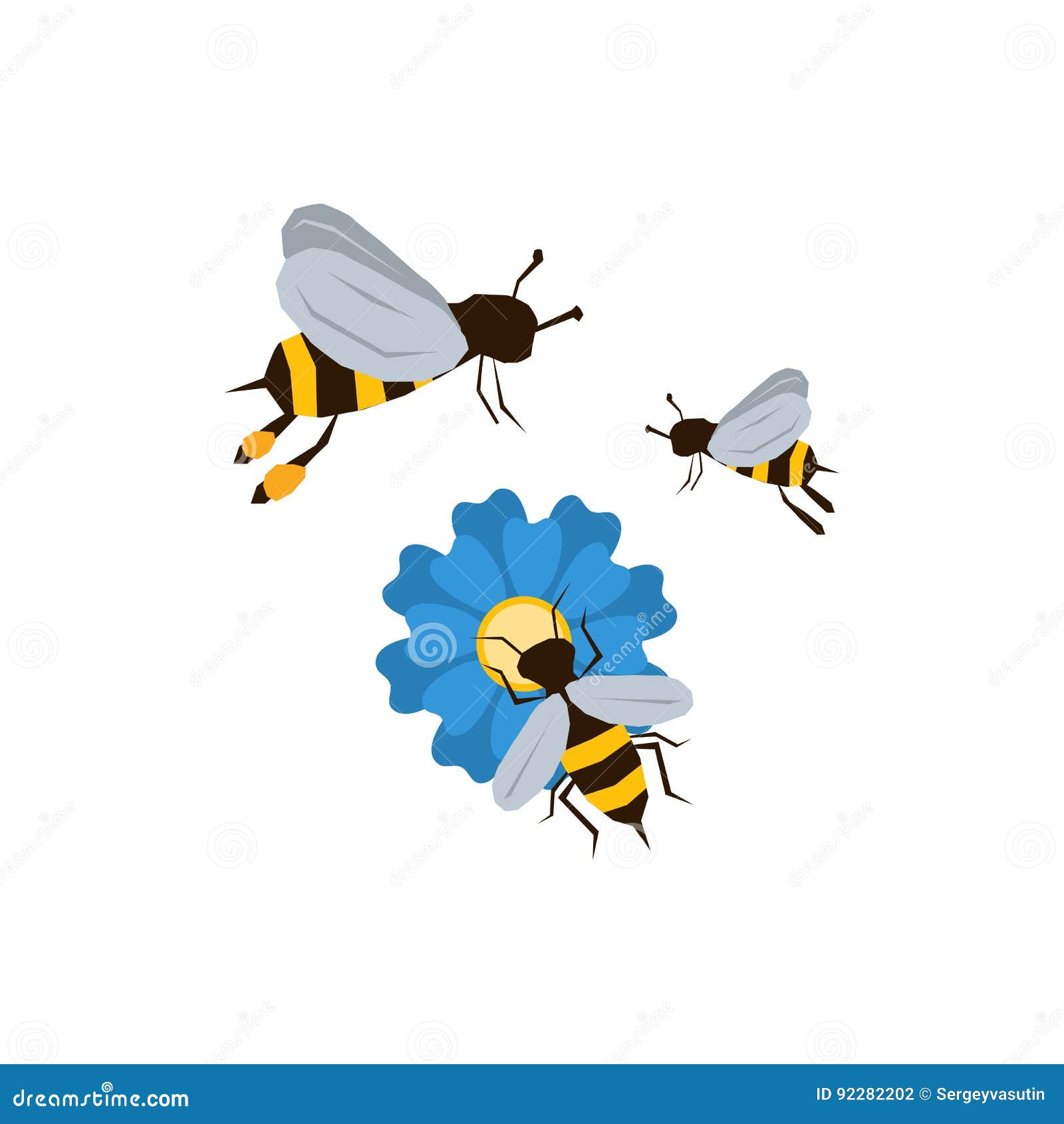 Three bees icon stock vector. Illustration of agriculture - 92282202