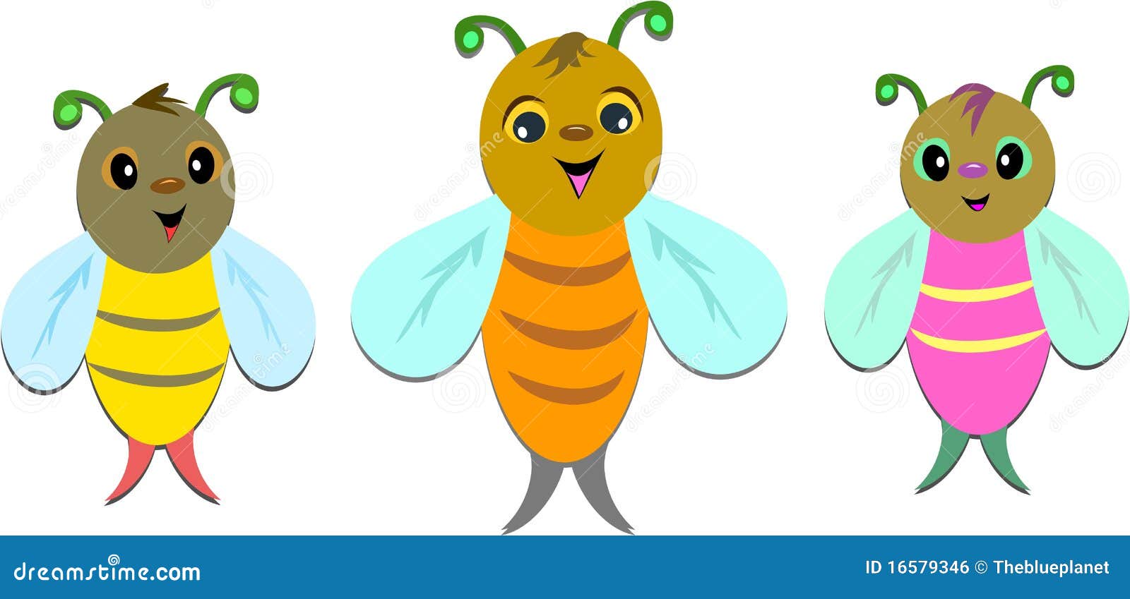 Three Bees in Line stock vector. Illustration of wildlife - 16579346