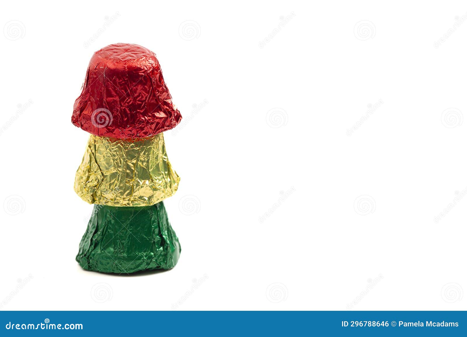 Three Bell Shaped Chocolate Candy on White Background Stock Photo ...