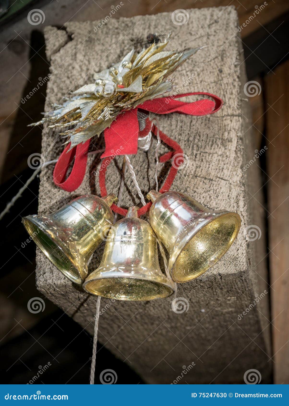 Three Bells on the Red Rope Stock Photo - Image of beautiful, ornament ...