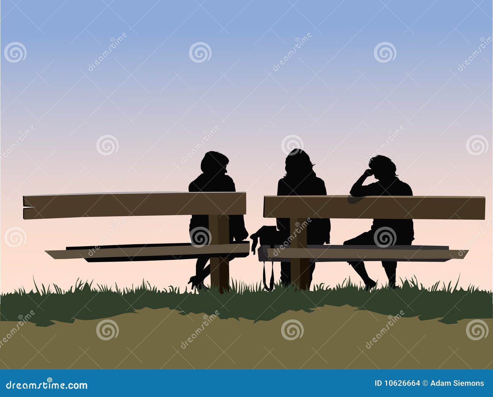 Three on a bench stock vector. Illustration of talking - 10626664