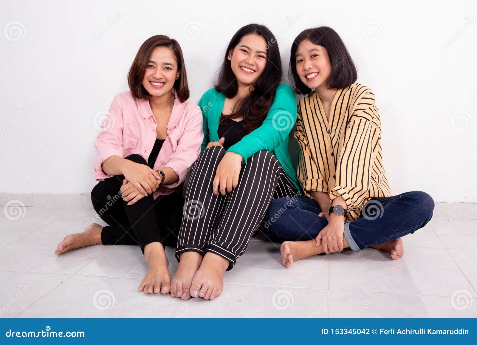 Three Best Friend Sitting on the Floor Stock Photo - Image of happy ...