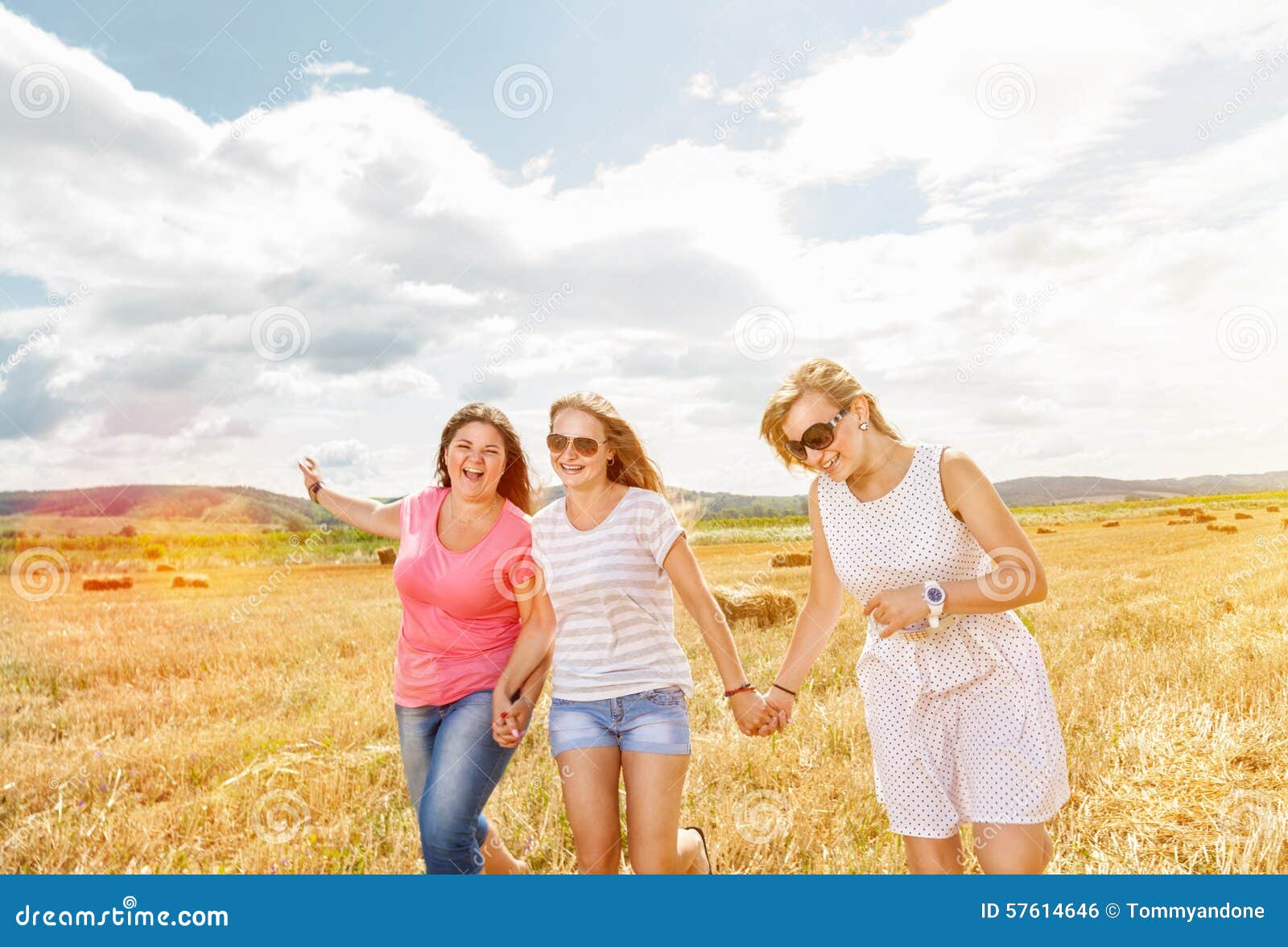 Three Best Friends Having Fun Outdoors Stock Photo - Image of happiness ...