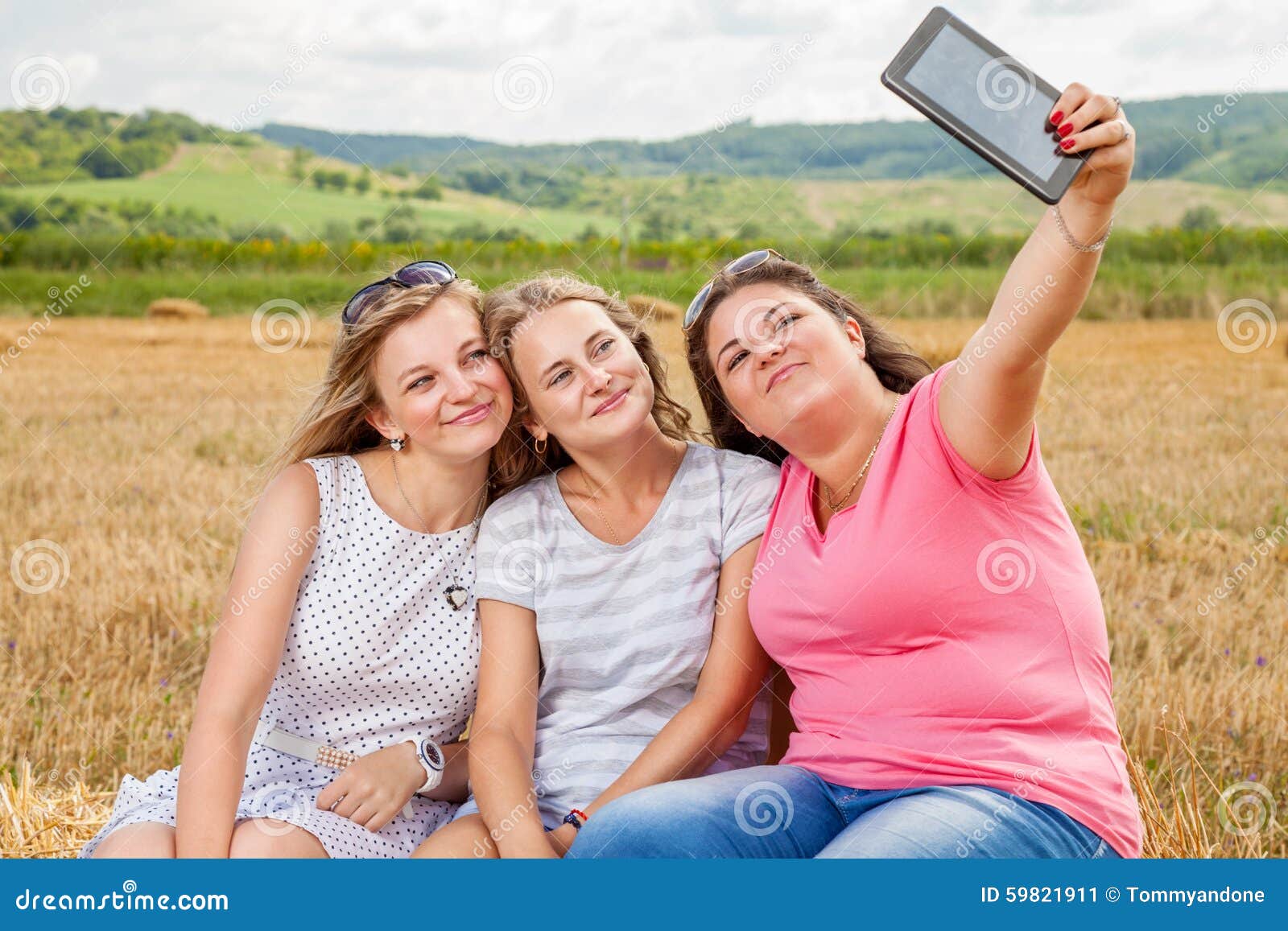 Three Best Friends Taking a Selfie Stock Image - Image of chilling ...
