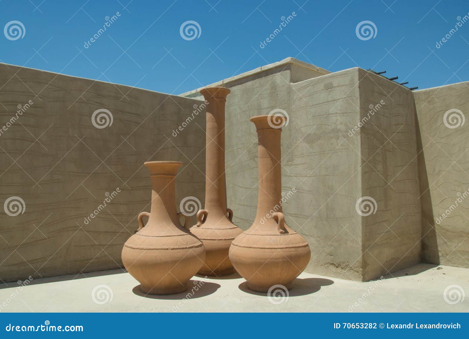 Three Big Brown Fictile Jugs Stock Photo - Image of pots, clay: 70653282