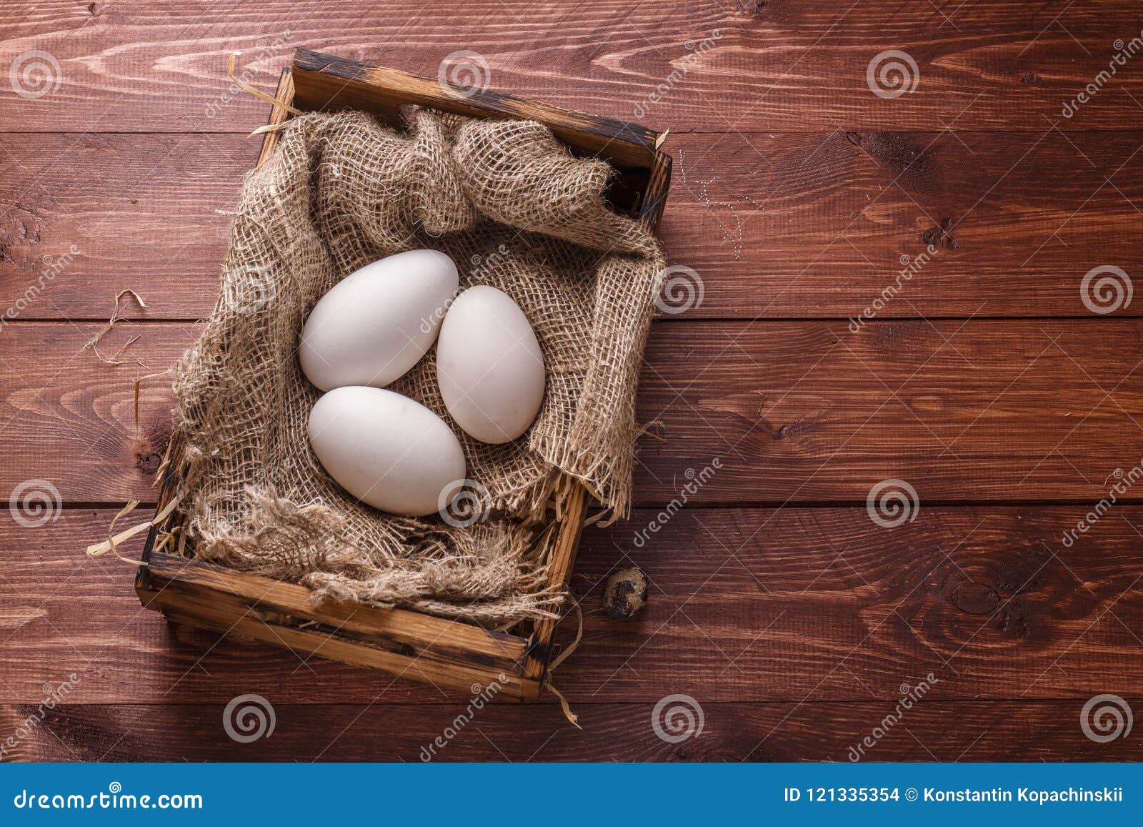 Three Big Fresh Goose Eggs in a Box, Copyspace Stock Photo - Image of ...