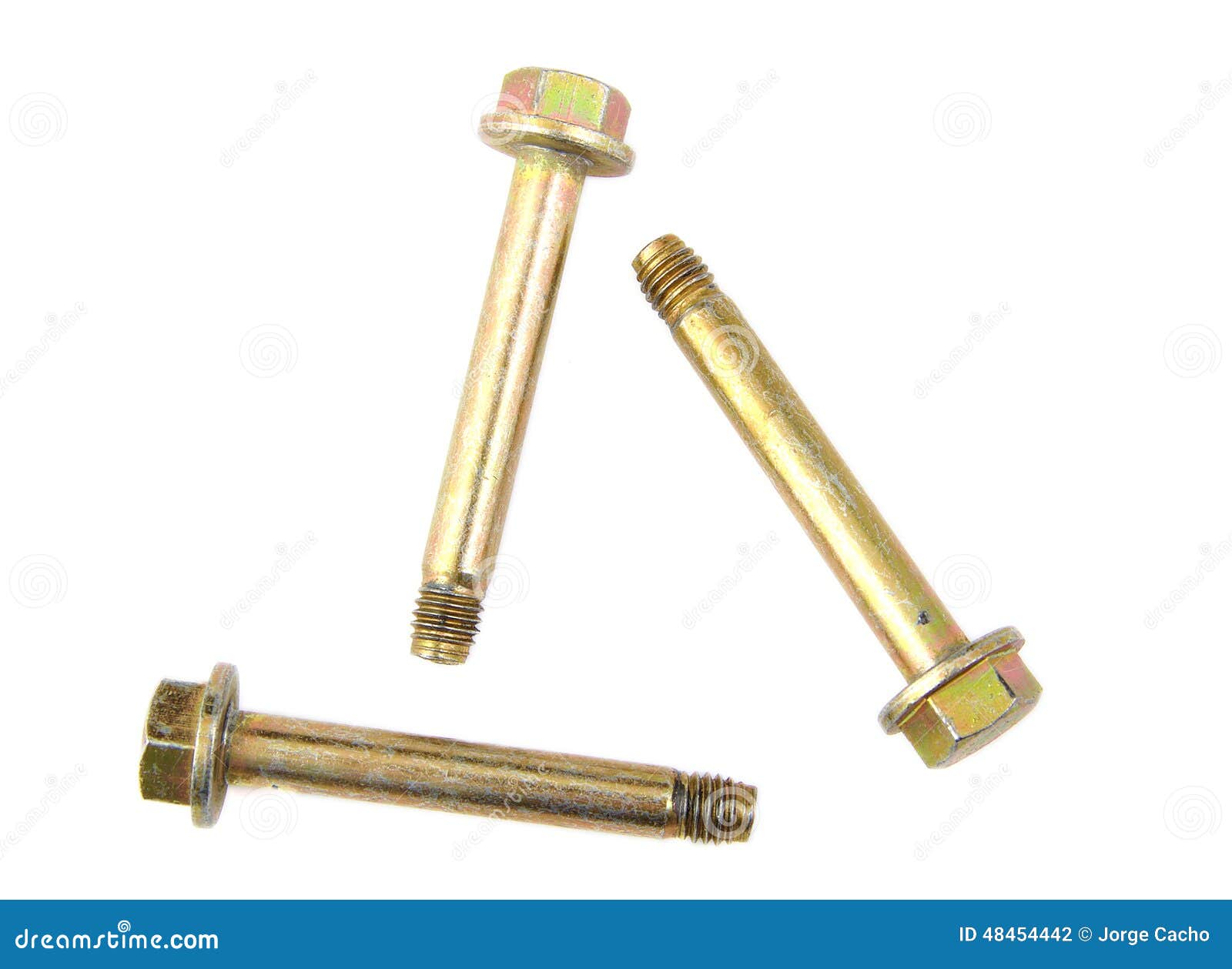 Three big golden screws stock photo. Image of fasteners - 48454442