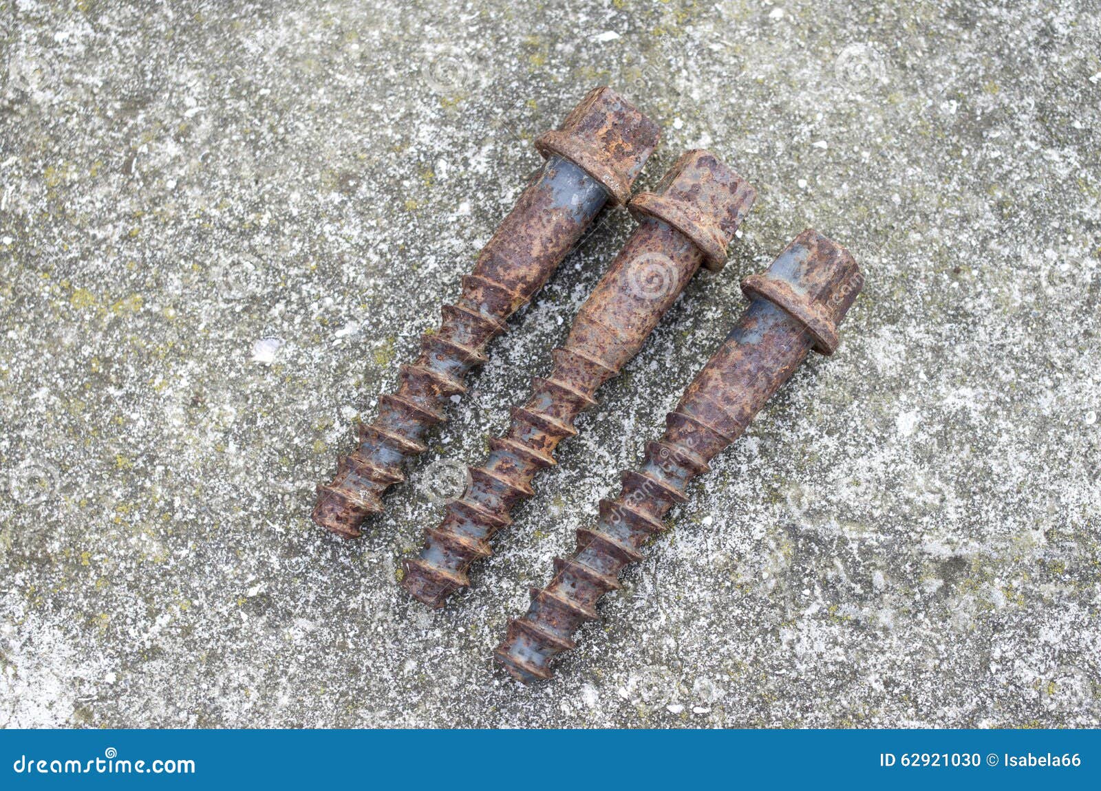 Three big old rusty screws stock photo. Image of circle - 62921030