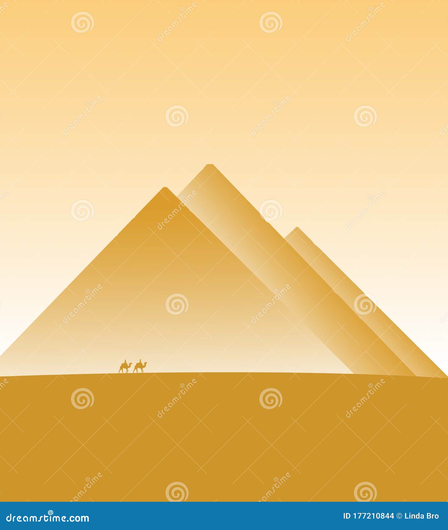 The Three Big Pyramids in Giza Egypt Stock Vector - Illustration of ...