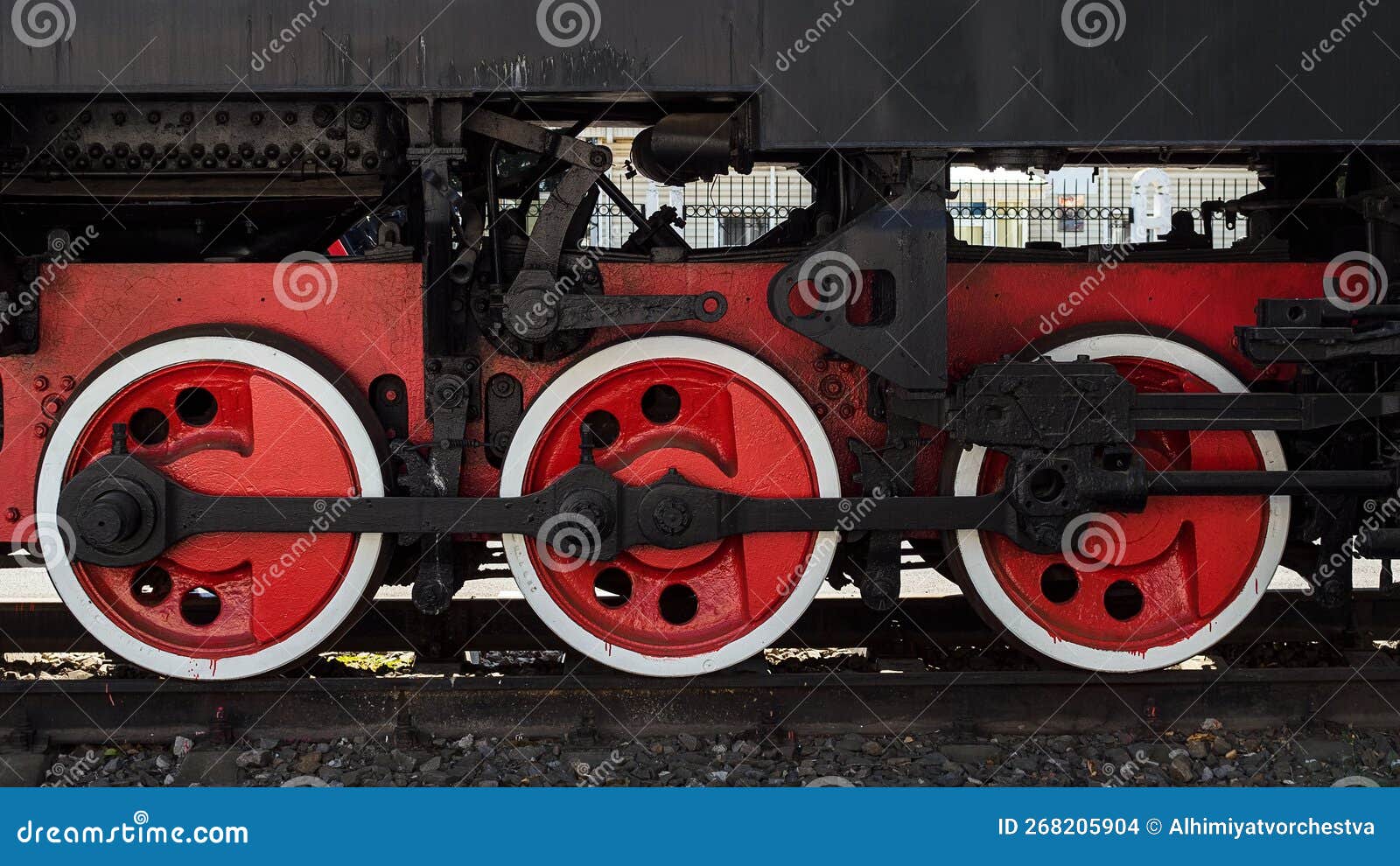 Big Red Wheels of an Old Steam Locomotive Stock Photo - Image of ...