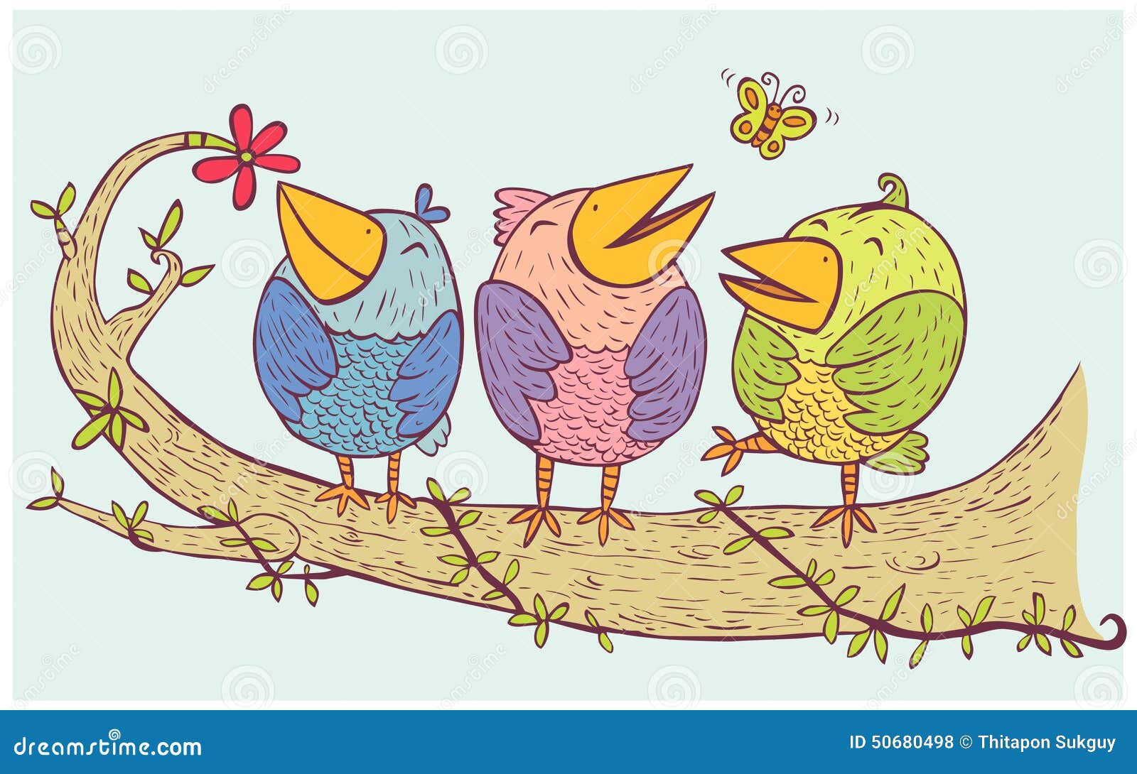 Three birds relax stock vector. Illustration of leaf - 50680498