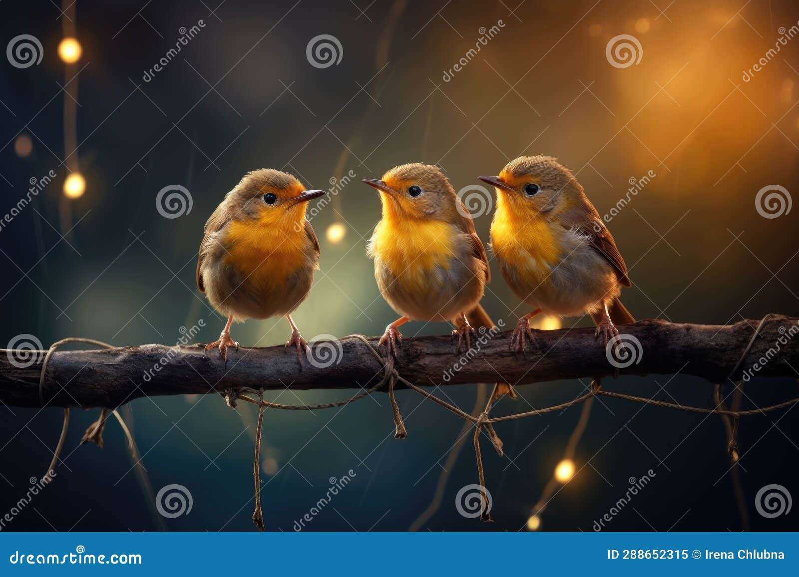 Three Birds Sitting on Branch Stock Image - Image of colored, feather ...
