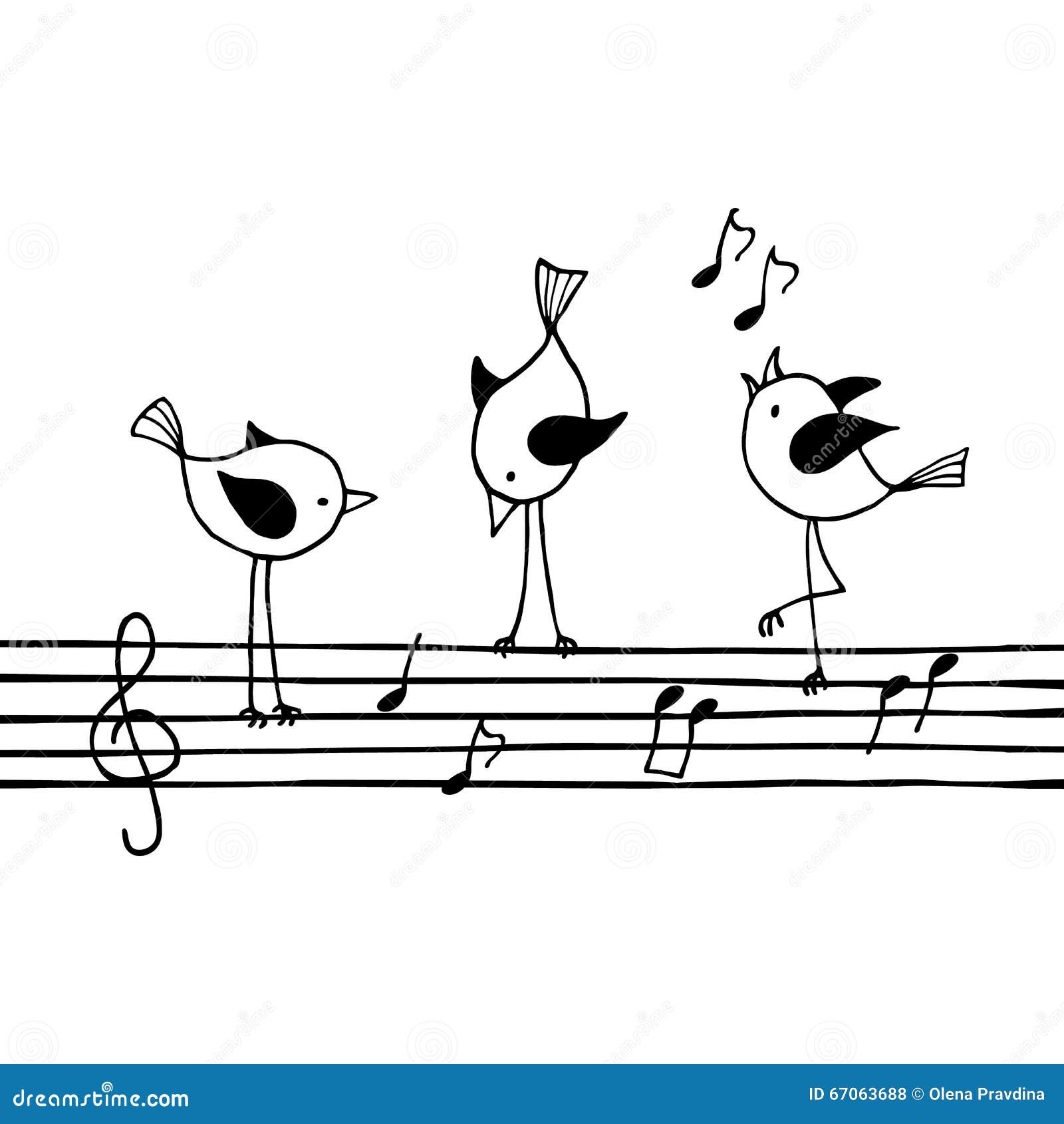 Three Birds With Love Notes Vector Illustration | CartoonDealer.com ...