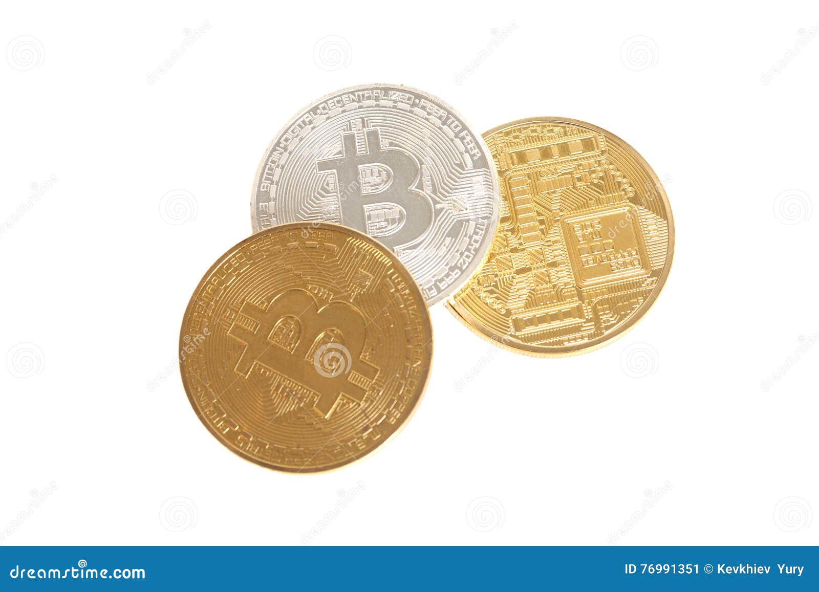 Three Bitcoin Coins Gold, Silver and Bronze Stock Image - Image of ...