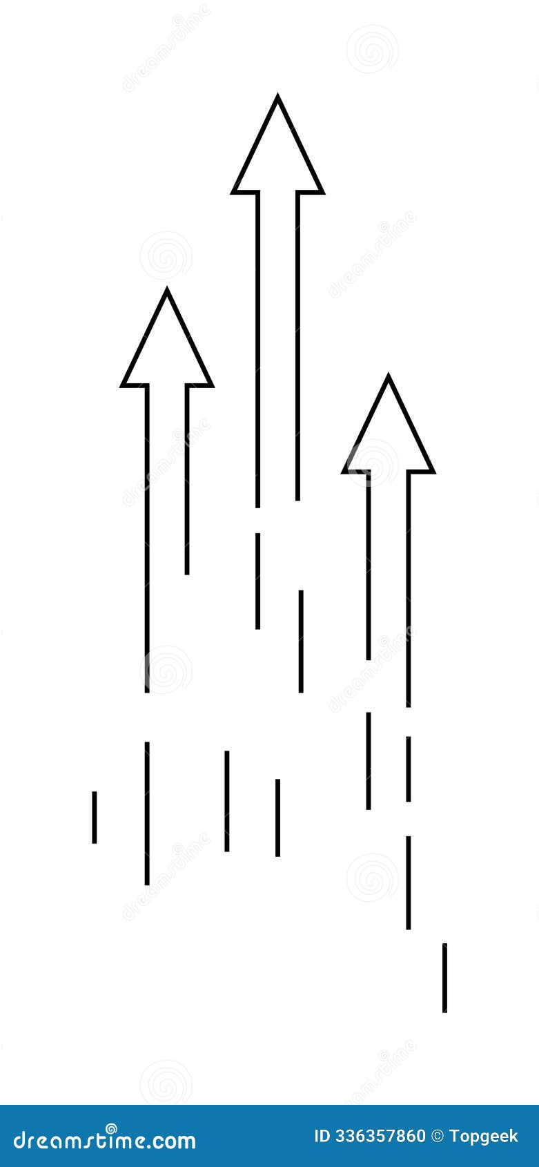 Three Black Arrows Pointing Upwards with Dashed Lines, Symbolizing ...