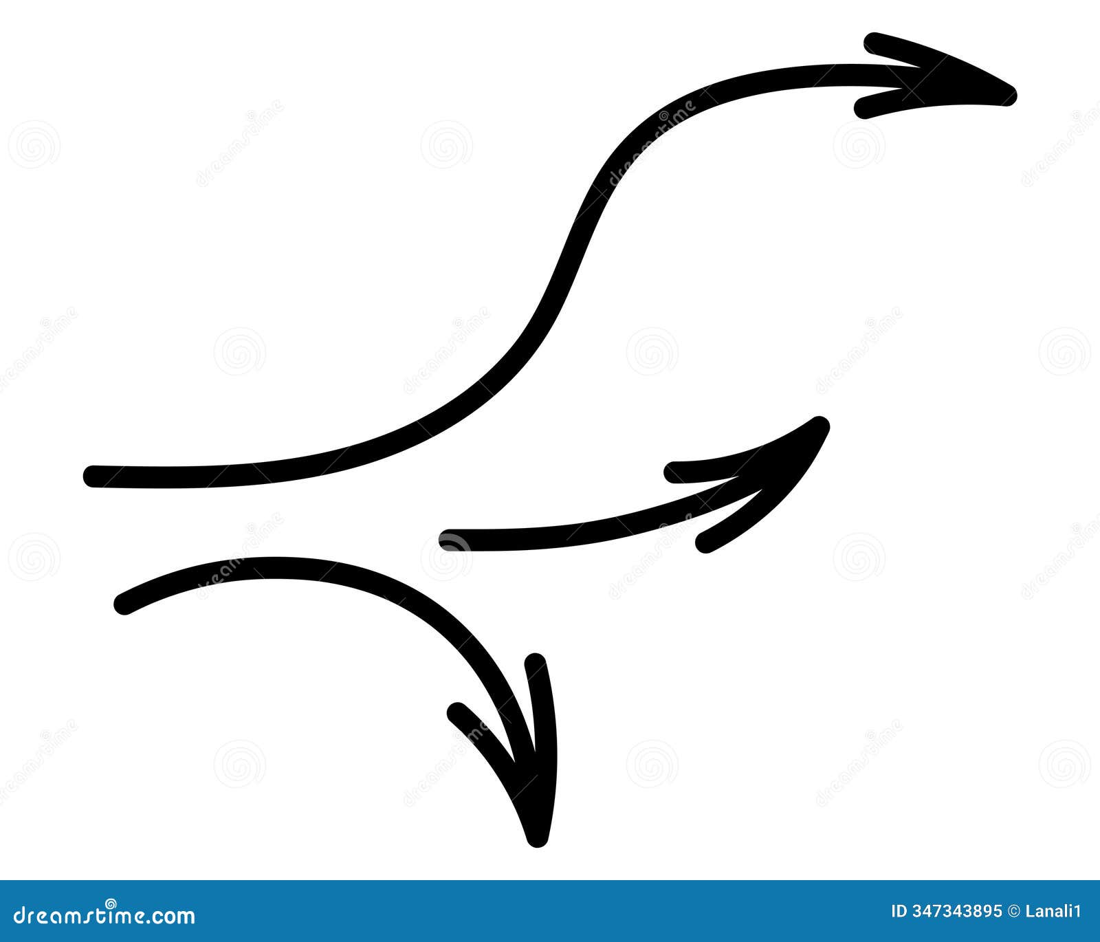 Three Black Arrows. Sketch. Set of Pointers Pointing in Different ...