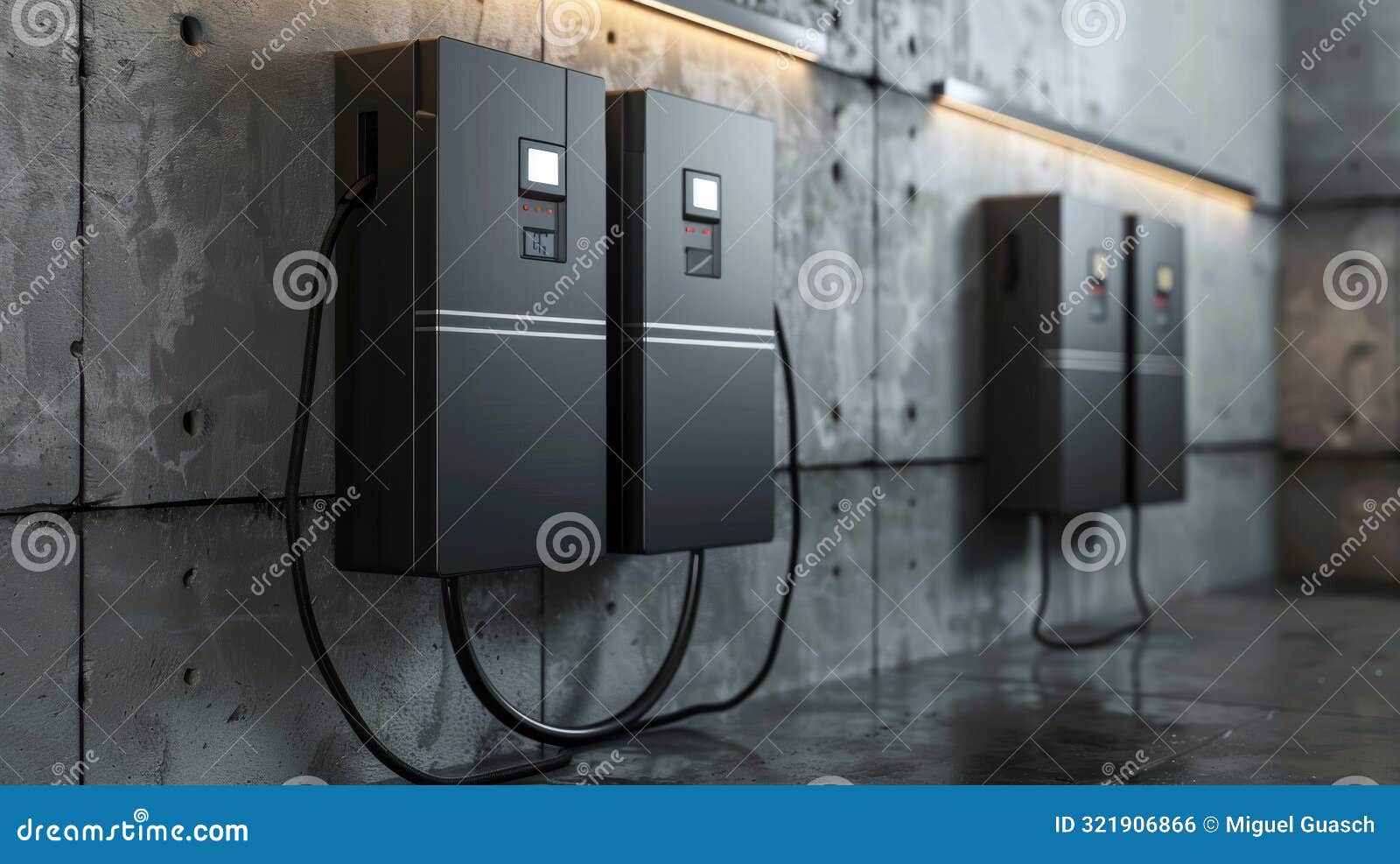 Three Black Electrical Boxes are Mounted on a Wall Stock Illustration ...