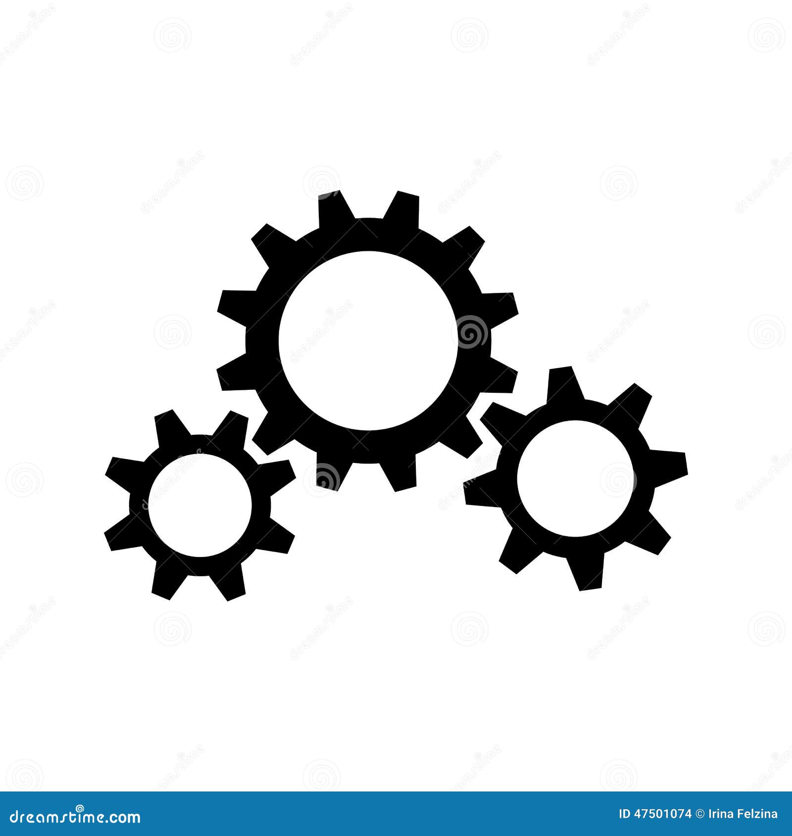 Black Gear Wheel Icon Set On Transparent Background. Technological Or ...