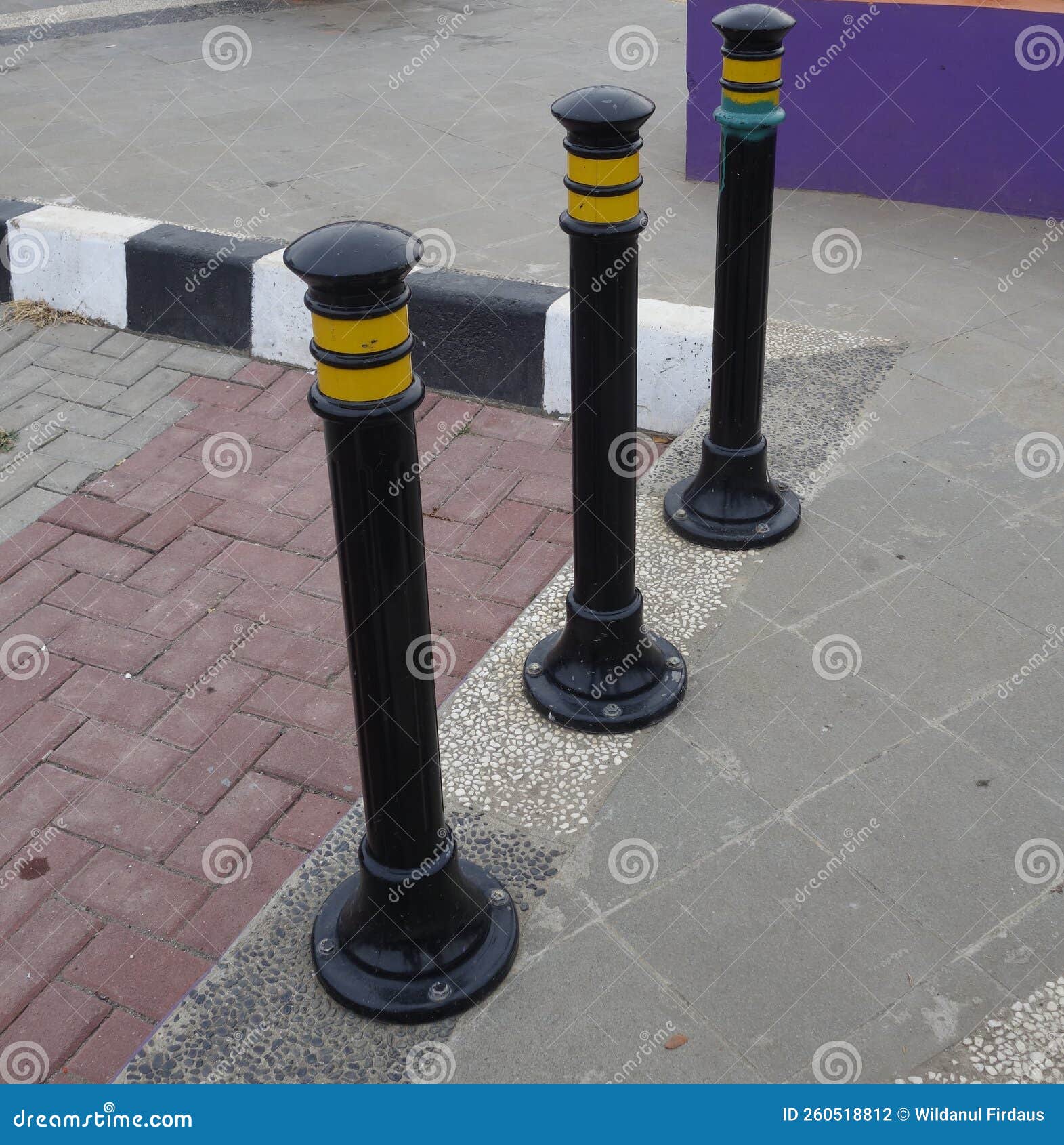 Three Black Guardrail on the Side of the Road Stock Photo - Image of ...