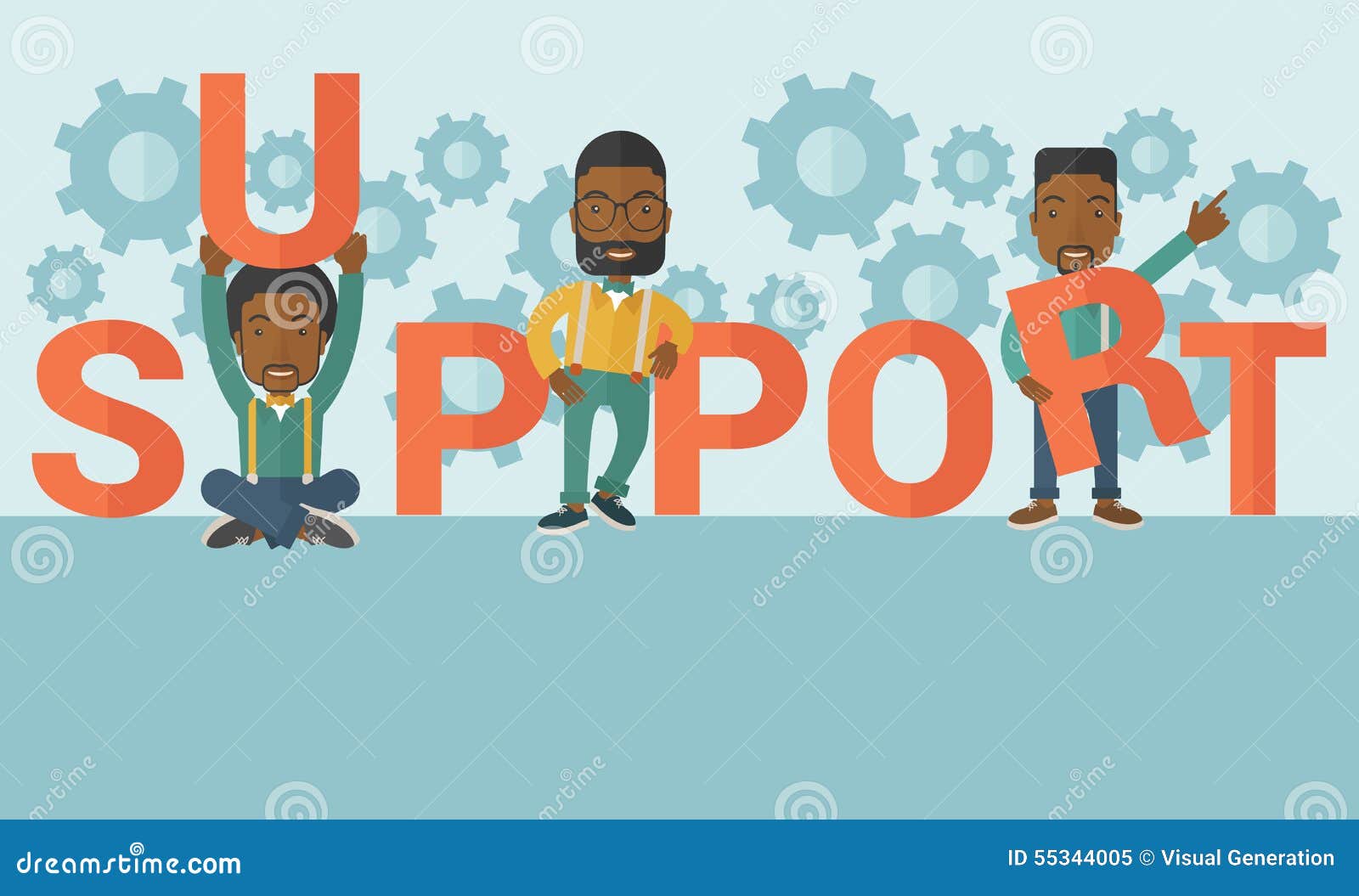 Three Black Men Standing in the Word Support Stock Vector ...