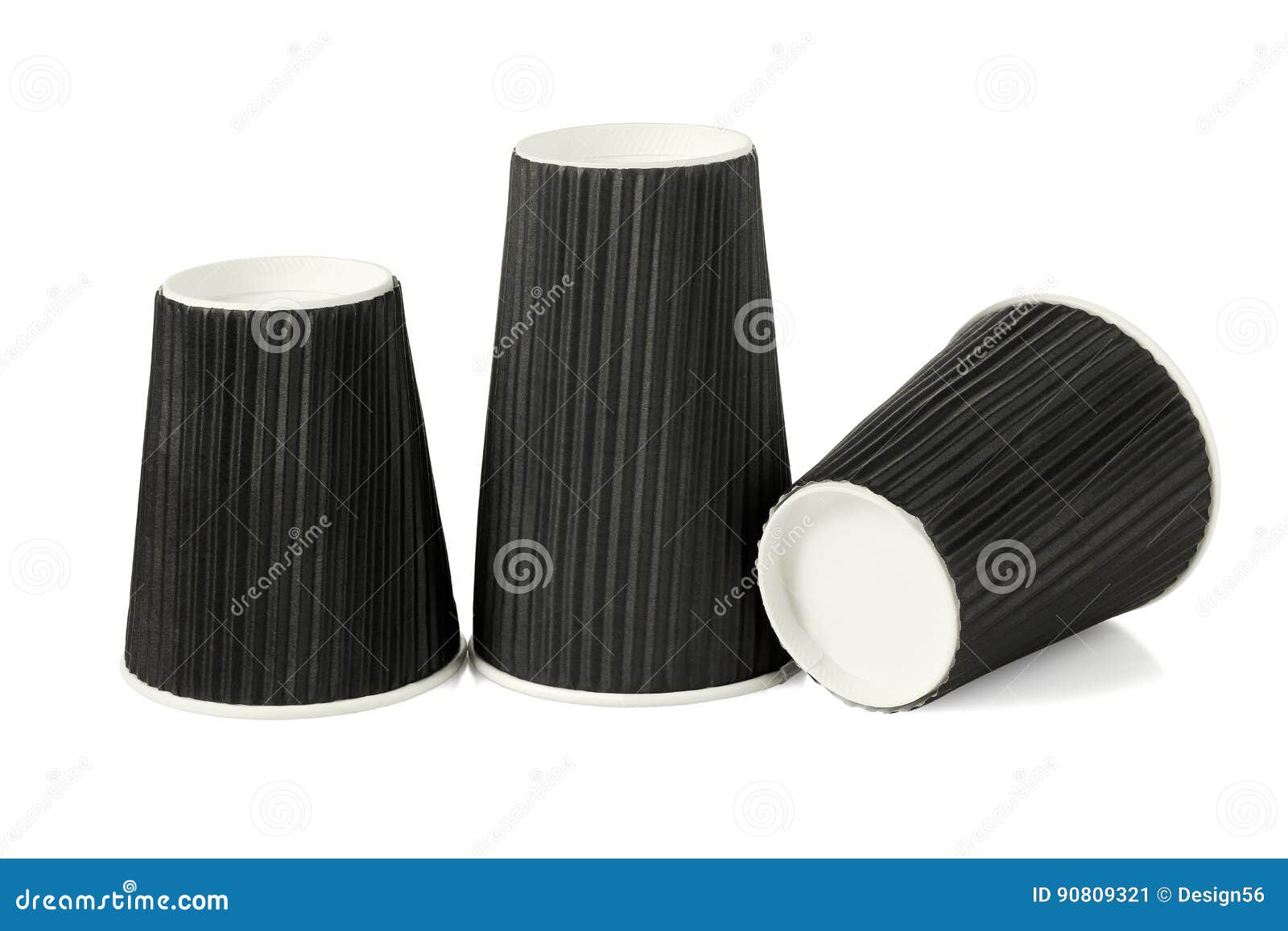 Three Black Paper Cups stock image. Image of isolated - 90809321