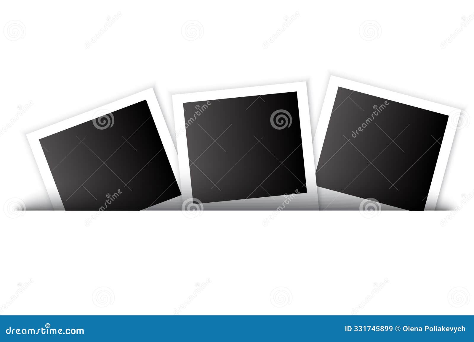 Three Black Photo Frames. Tilted Overlapping Arrangement. Simple Black ...