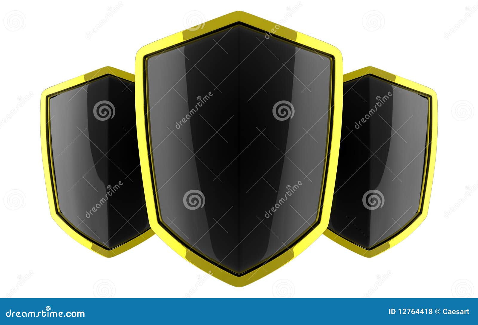 Three Black Polished Shields Stock Illustration - Illustration of ...