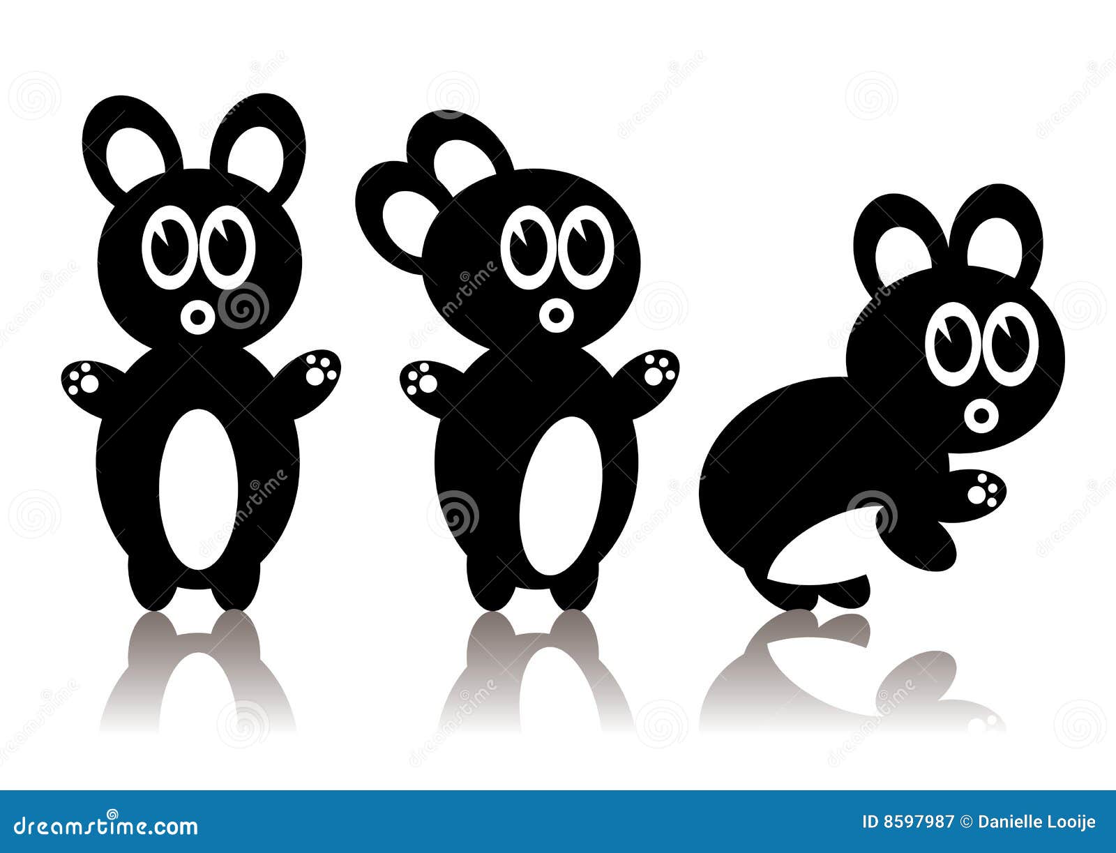Three Black Rabbits stock vector. Illustration of expressions - 8597987