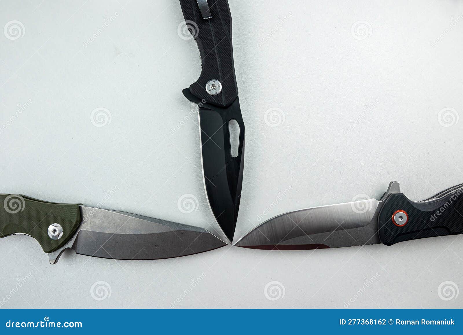 Three Tactical Combat Knives Isolated on White Stock Photo - Image of ...