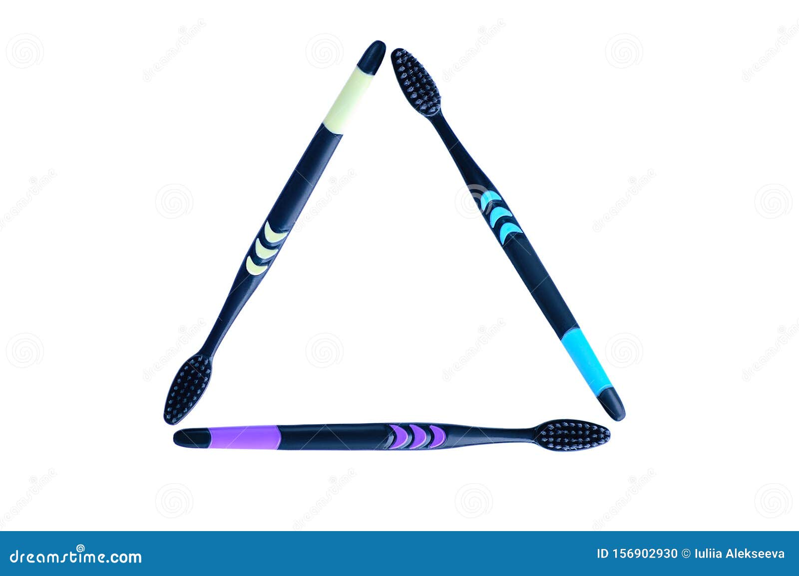 Three Black Toothbrushes with Large Carbon Bristles. Lie in the Shape ...