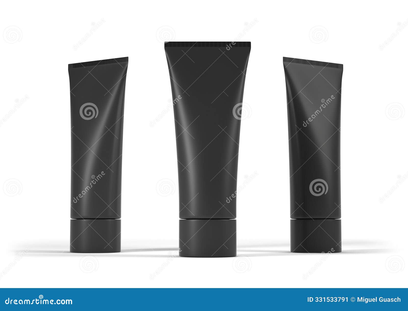 Three Black Tubes of Makeup Sit on a White Background Stock ...
