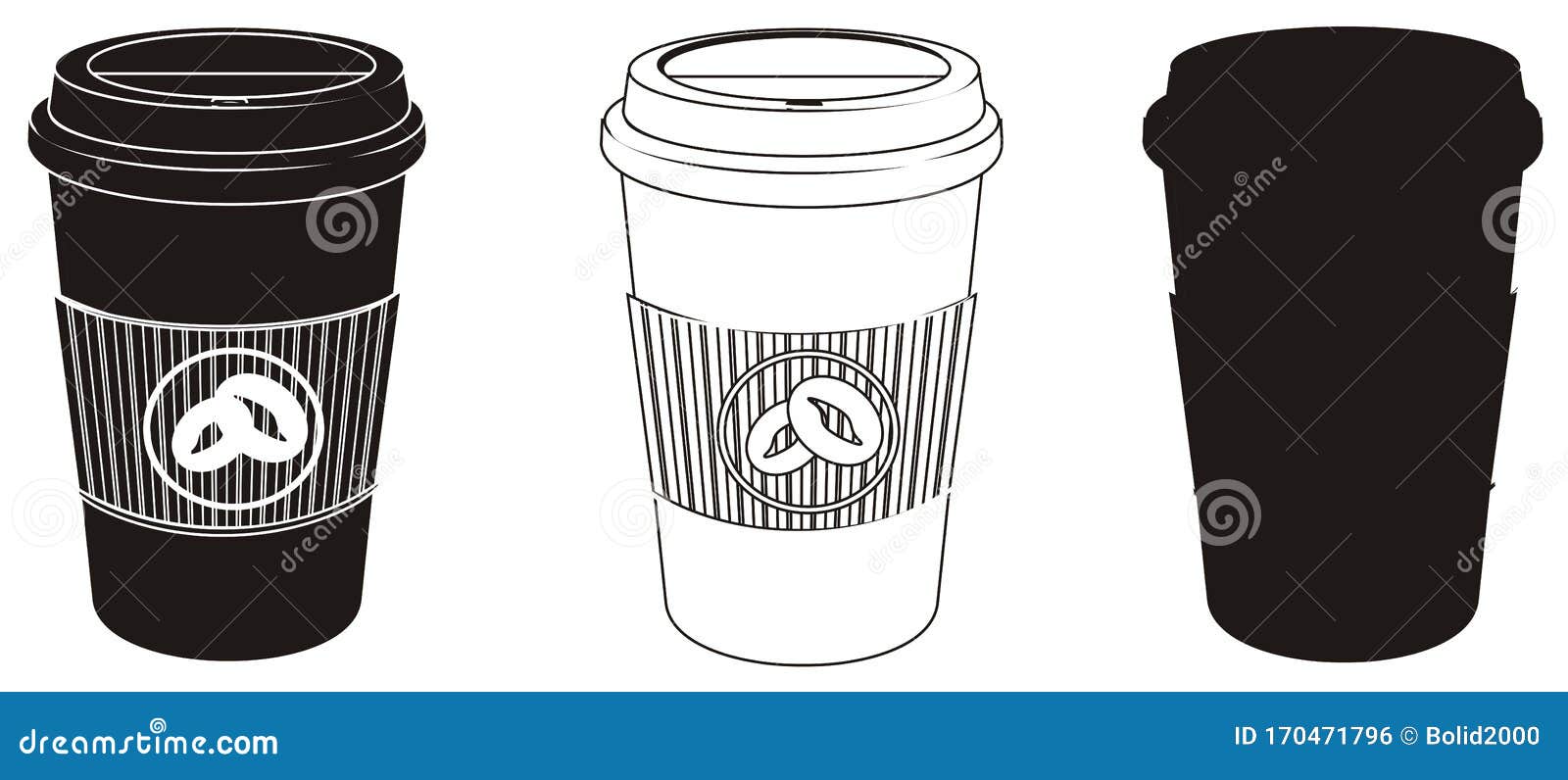 Not colored paper cups stock illustration. Illustration of latte ...