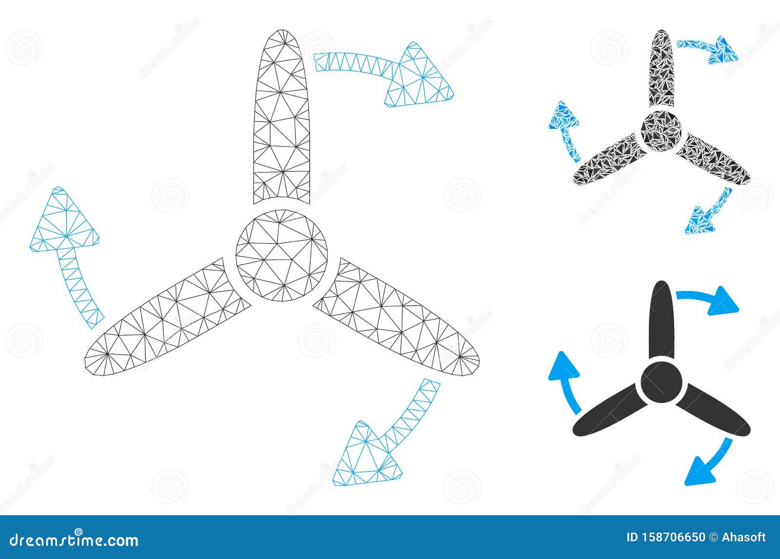 Three Bladed Rotation Vector Mesh Carcass Model and Triangle Mosaic ... Three Bladed Rotation Vector Mesh Carcass Model and Triangle Mosaic ...