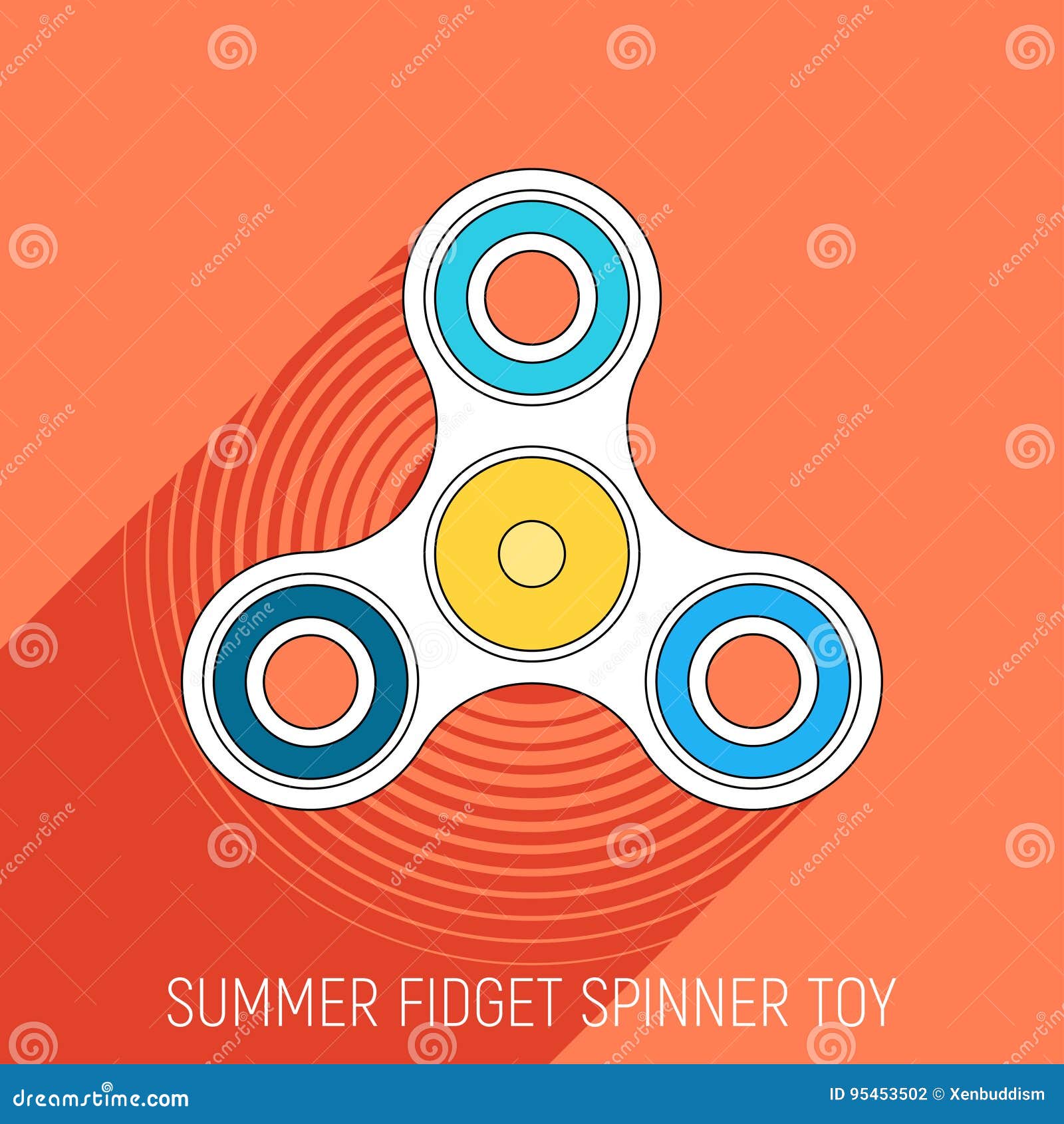 Three Blades Fidget Spinner Toy in Flat Style Stock Illustration ...