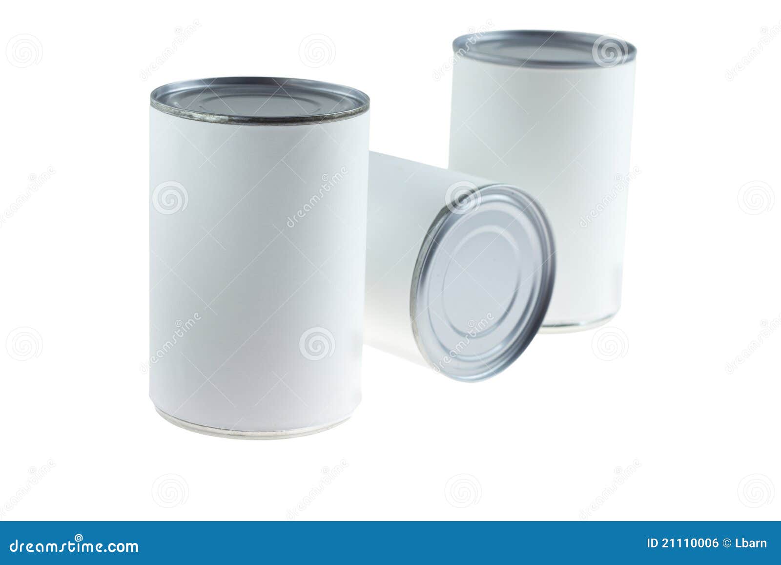 Three Blank Cans One on Side Stock Photo - Image of steel, container ...