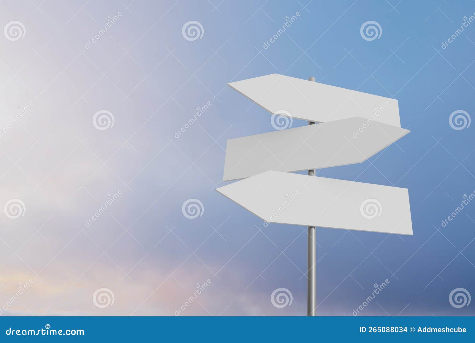 Three Blank Direction Sign Board Mockup, 3d Rendering Stock ...