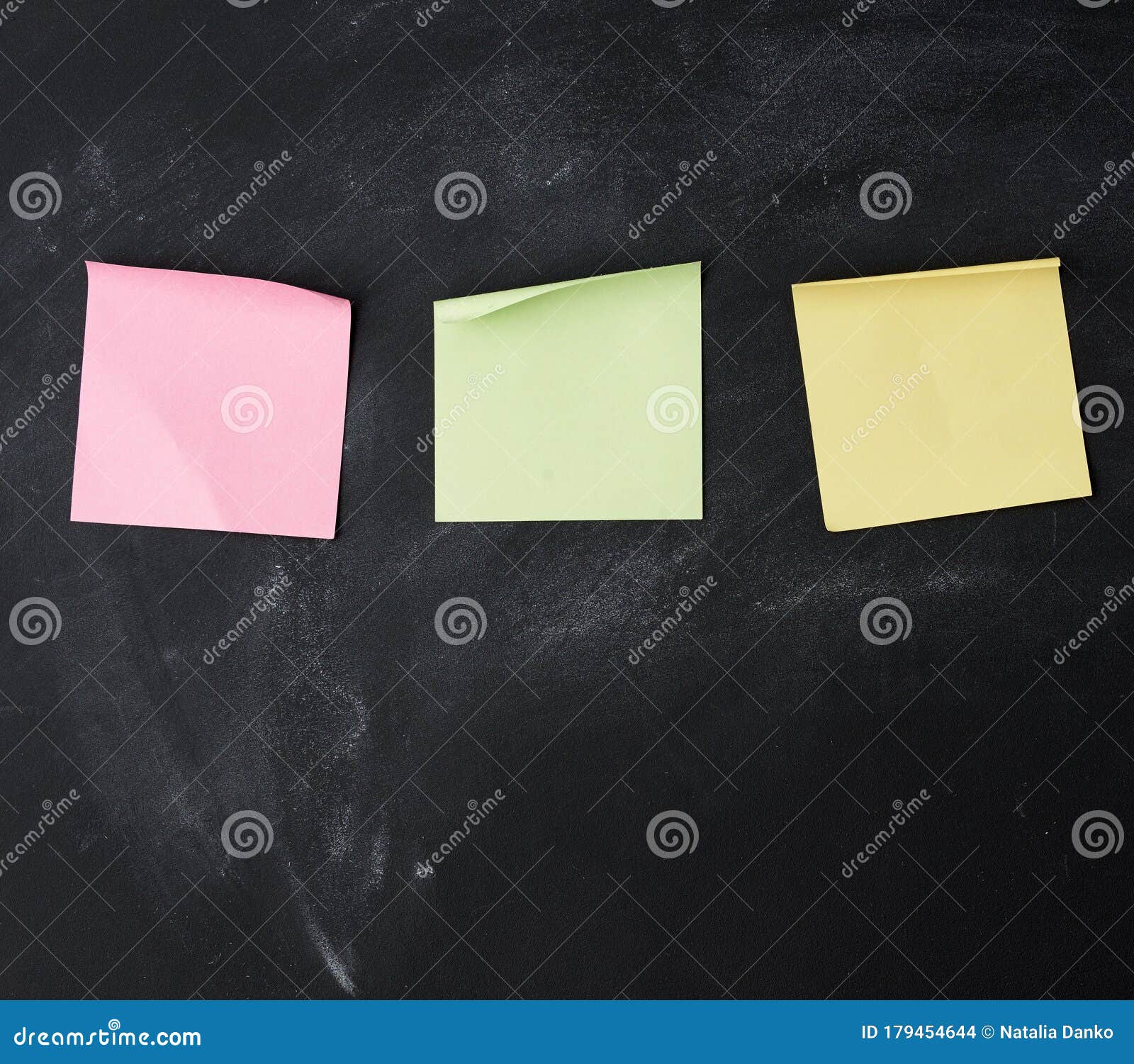 Three Blank Paper Multi-colored Square Stickers Stock Photo - Image of ...